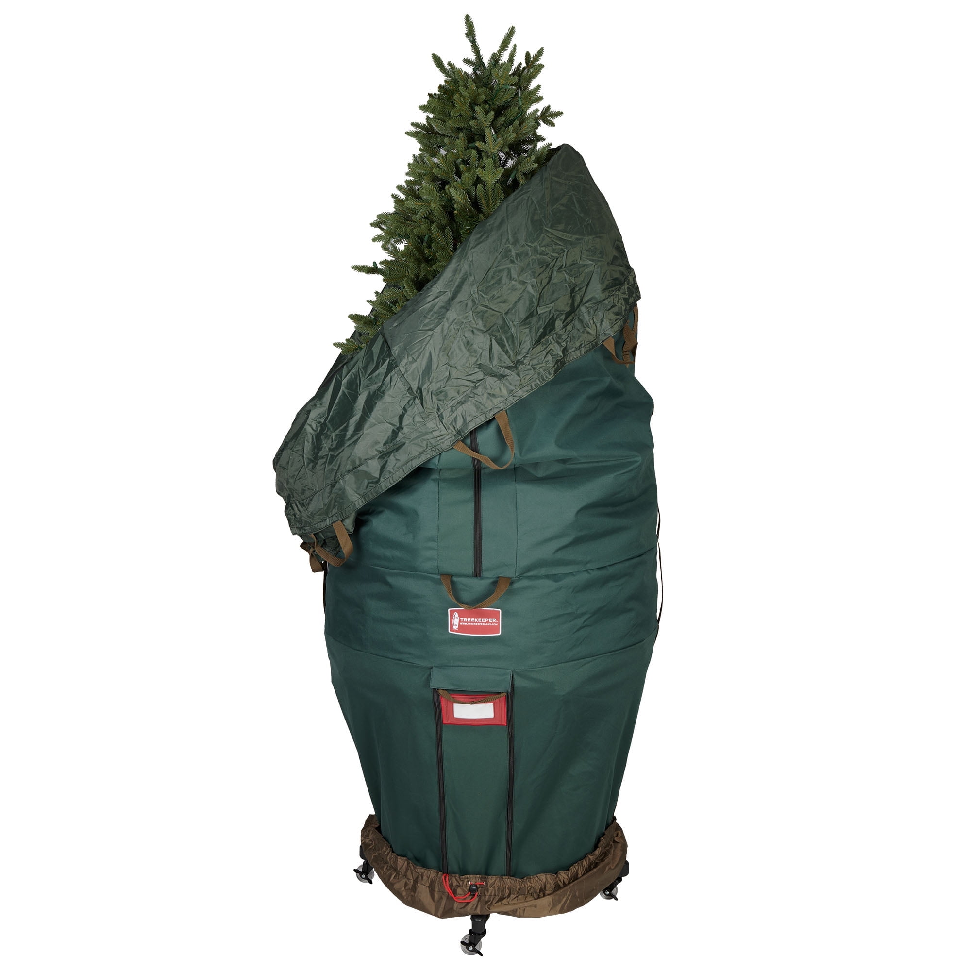 TreeKeeper Large Girth Upright Tree Storage Bag w/ Rolling Tree Stand ...