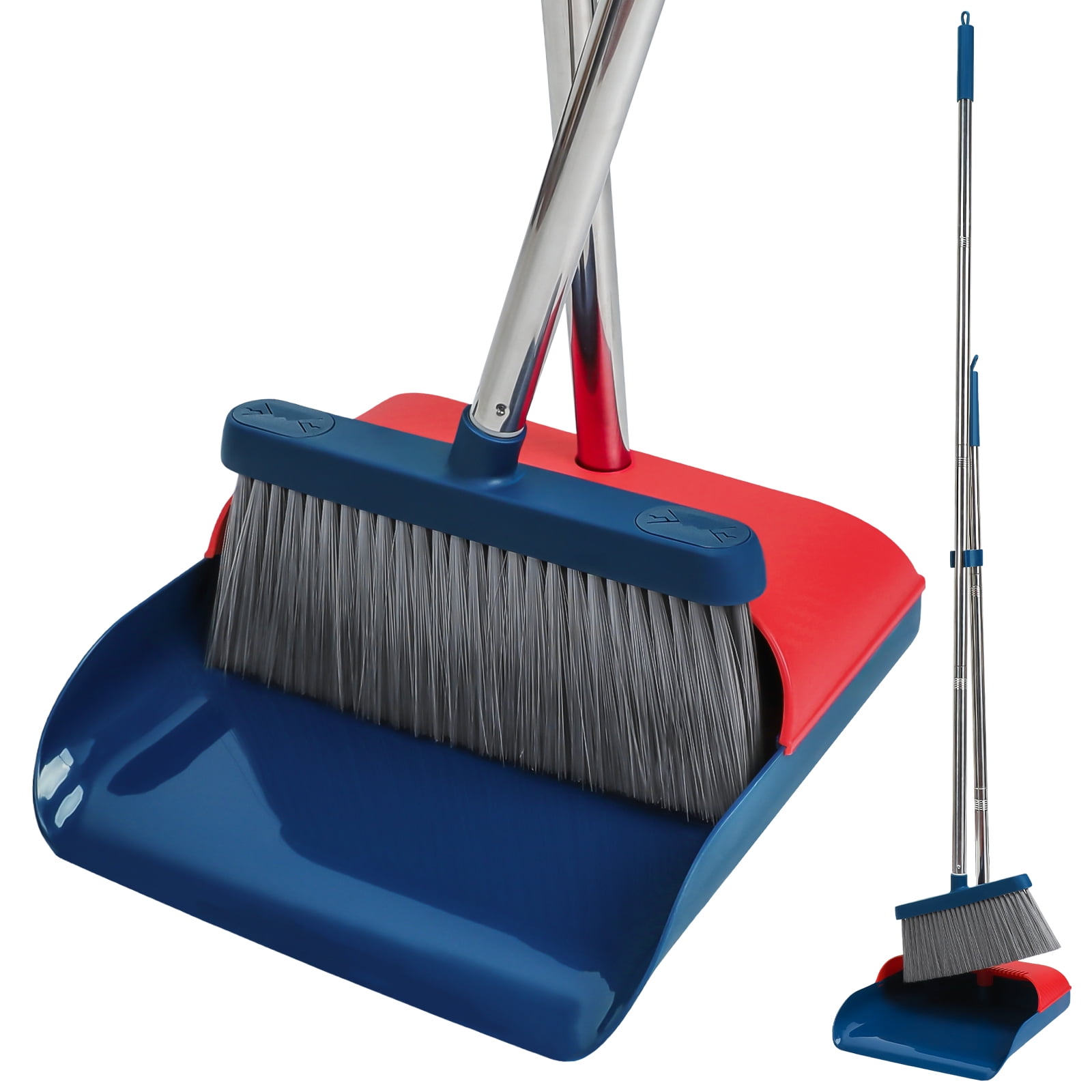 TreeLen 50" Long Handle Brooms Standing Dustpan Combo Set for Household ...