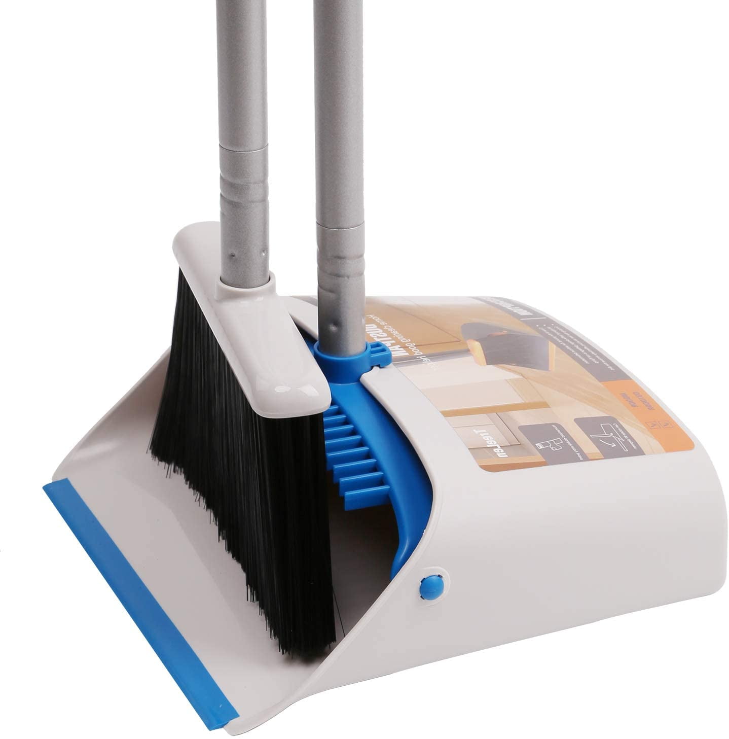 TreeLen Blue Broom and Dustpan Set, Tall Standing Lobby Combo Without ...