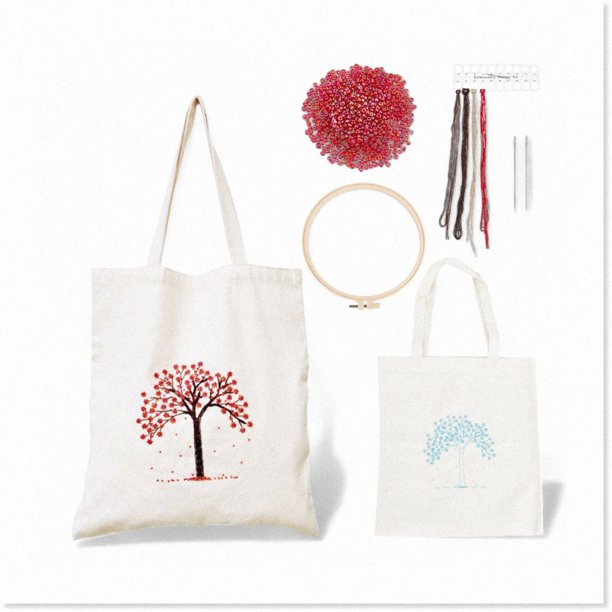 TreeTote DIY Embroidery Kit: Personalized Canvas Bag Cross Stitch ...
