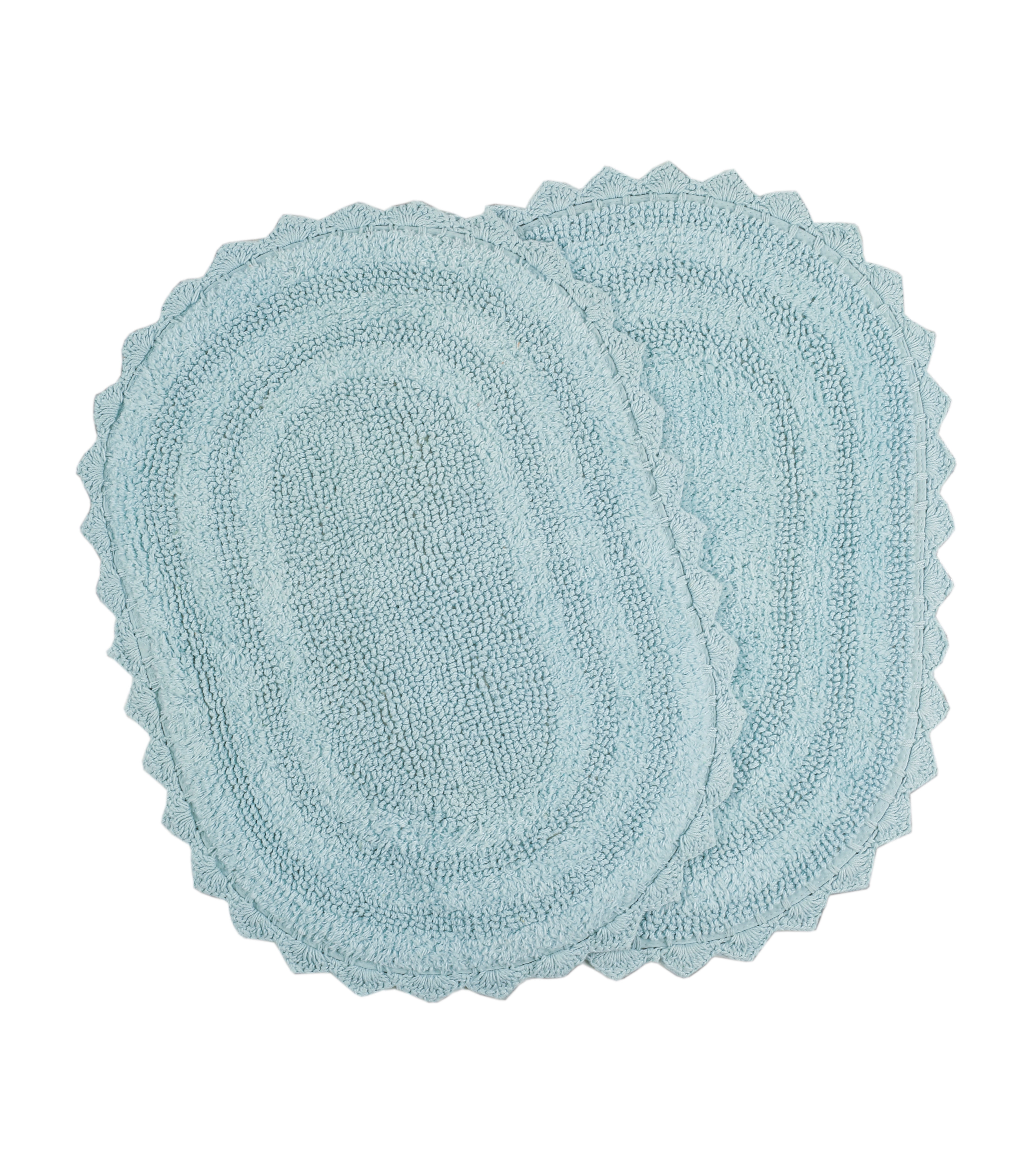 TreeWool, Cotton Bath Rugs with Crochet Border, Reversible Oval (17" x ...