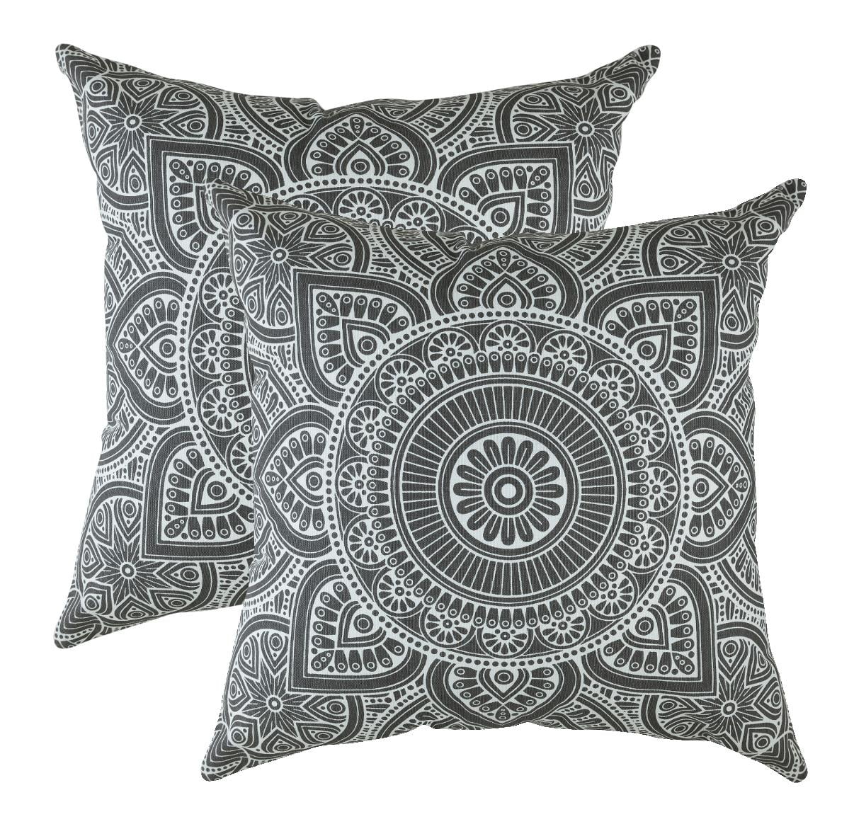 TreeWool (Pack of 2) Mandala Accent Cotton Decorative Square Throw ...
