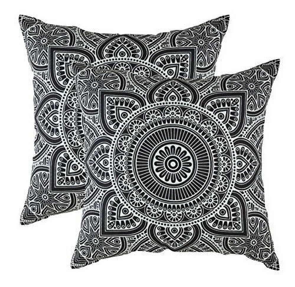 TreeWool (Pack of 2) Mandala Accent Cotton Decorative Square Throw Pillow Covers (24" x 24 ...