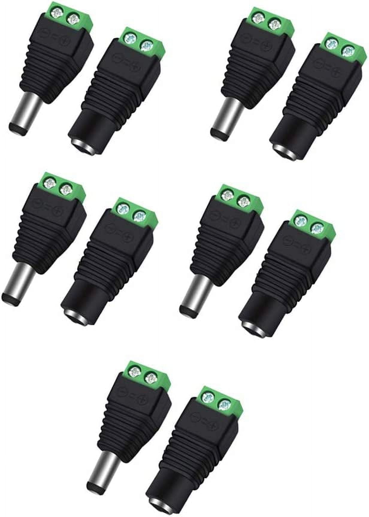 Treedix 12V DC Power Connector 5.5mm x 2.5mm, CENTROPOWER (5 x Male + 5 x Female) Power Jack ...
