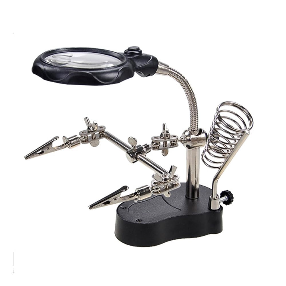 Treedix 12X 3.5X LED Lighted Magnifying Glass Soldering Station ...