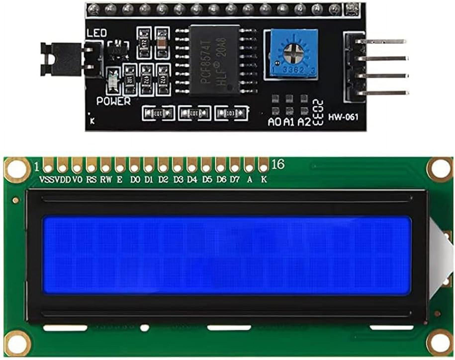 Treedix 1602 Lcd Display Module Blue Backlight Dc 5v With Iic I2c