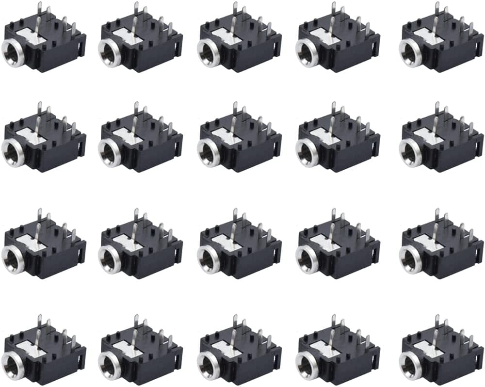 Treedix 20pcs PJ 3F07 3.5mm Stereo Jack Socket 5 Pin PCB Mount Female ...