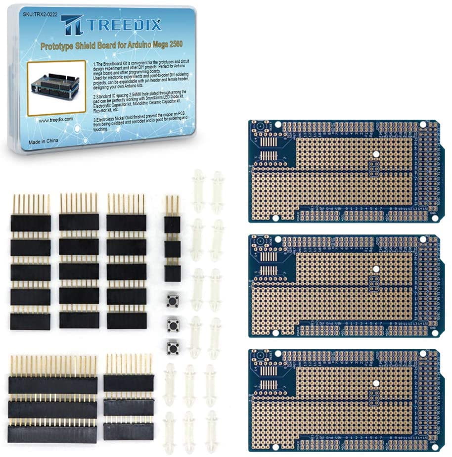 Treedix 3 pcs Prototype Shield Board Solderable Universal BreadBoard ...