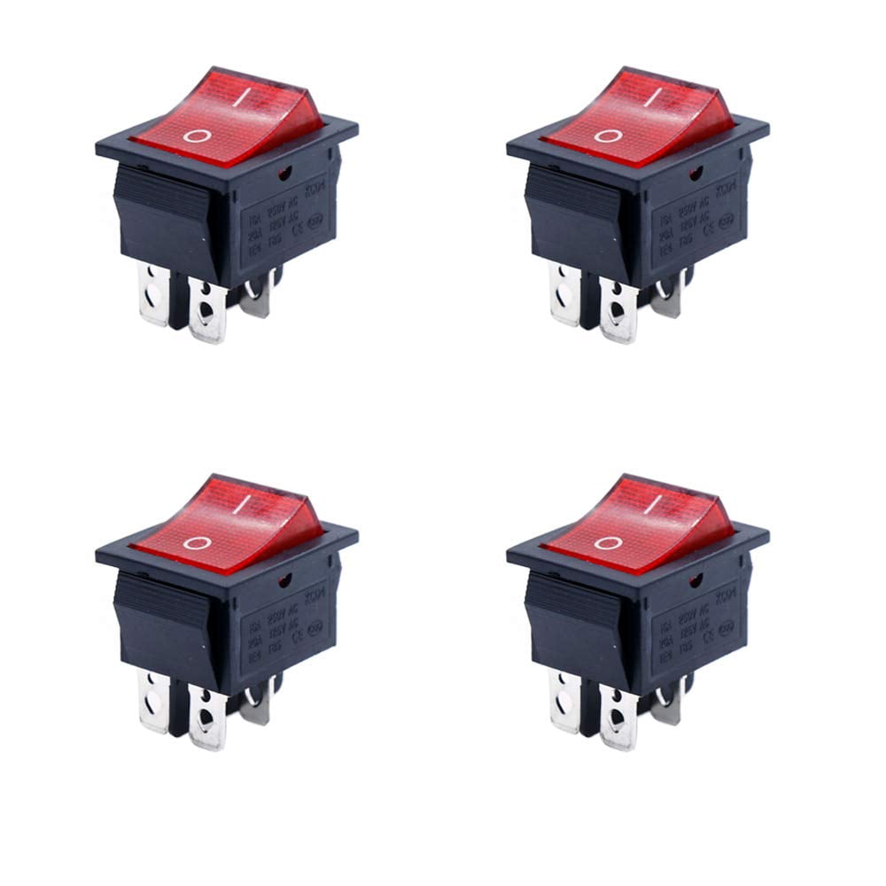 Treedix 4PCS KCD4 Square Rocker Switch with Light 4Pin ON/Off 2 ...