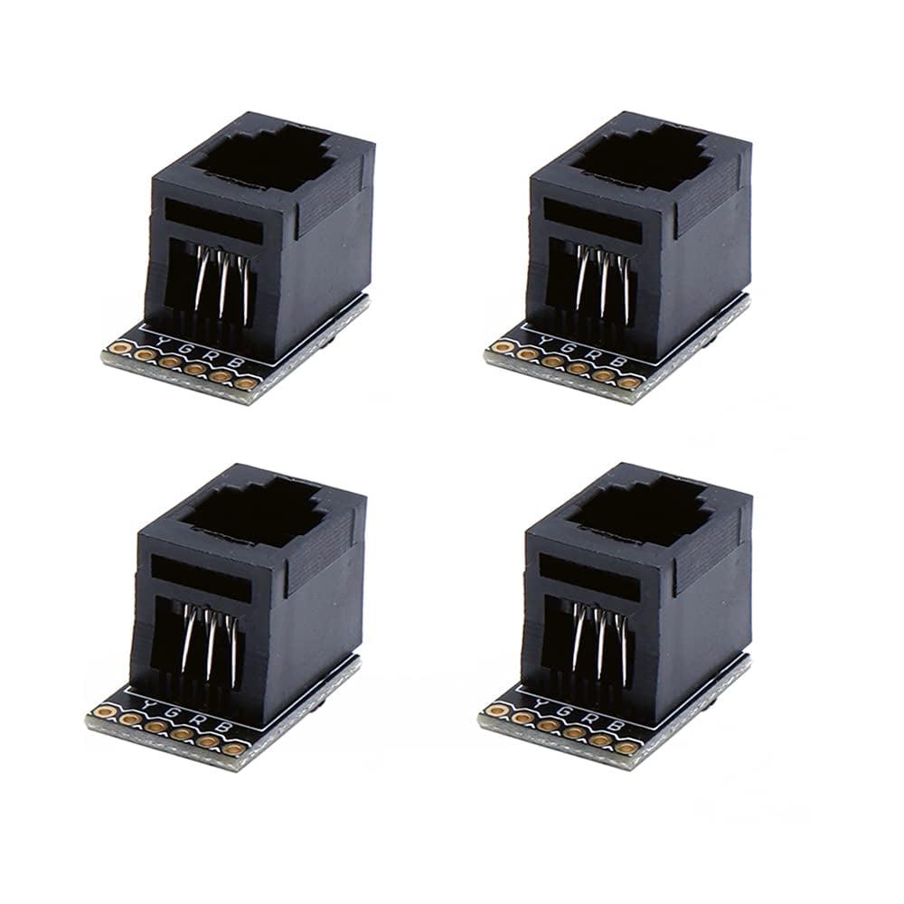 Treedix 4PCS RJ11 6-pin Breakout Board with PCB Mount Black Modular ...