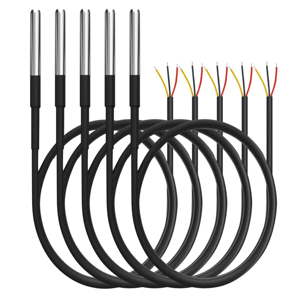 Treedix 5pcs 3m DS18B20 Digital Thermistor Probe Temperature Sensor ...