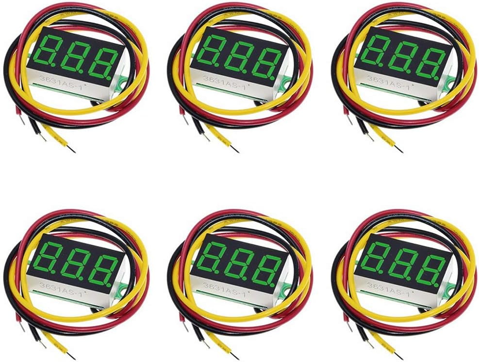 Treedix 6pcs 0.36'' 3-Digit 7-Segment Display Voltmeter Three-Wire DC ...