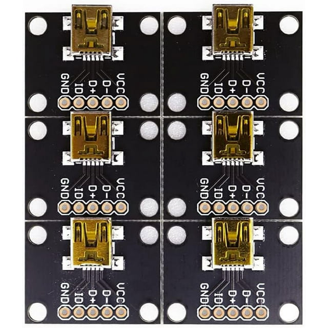 Treedix 6pcs Mini USB Female to DIP 2.54mm Pitch PCB Adapter Board USB ...