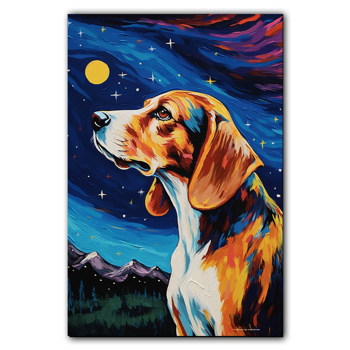 Treeing Walker Coonhound Dog Unframed Starry Night Van Gogh Inspired ...