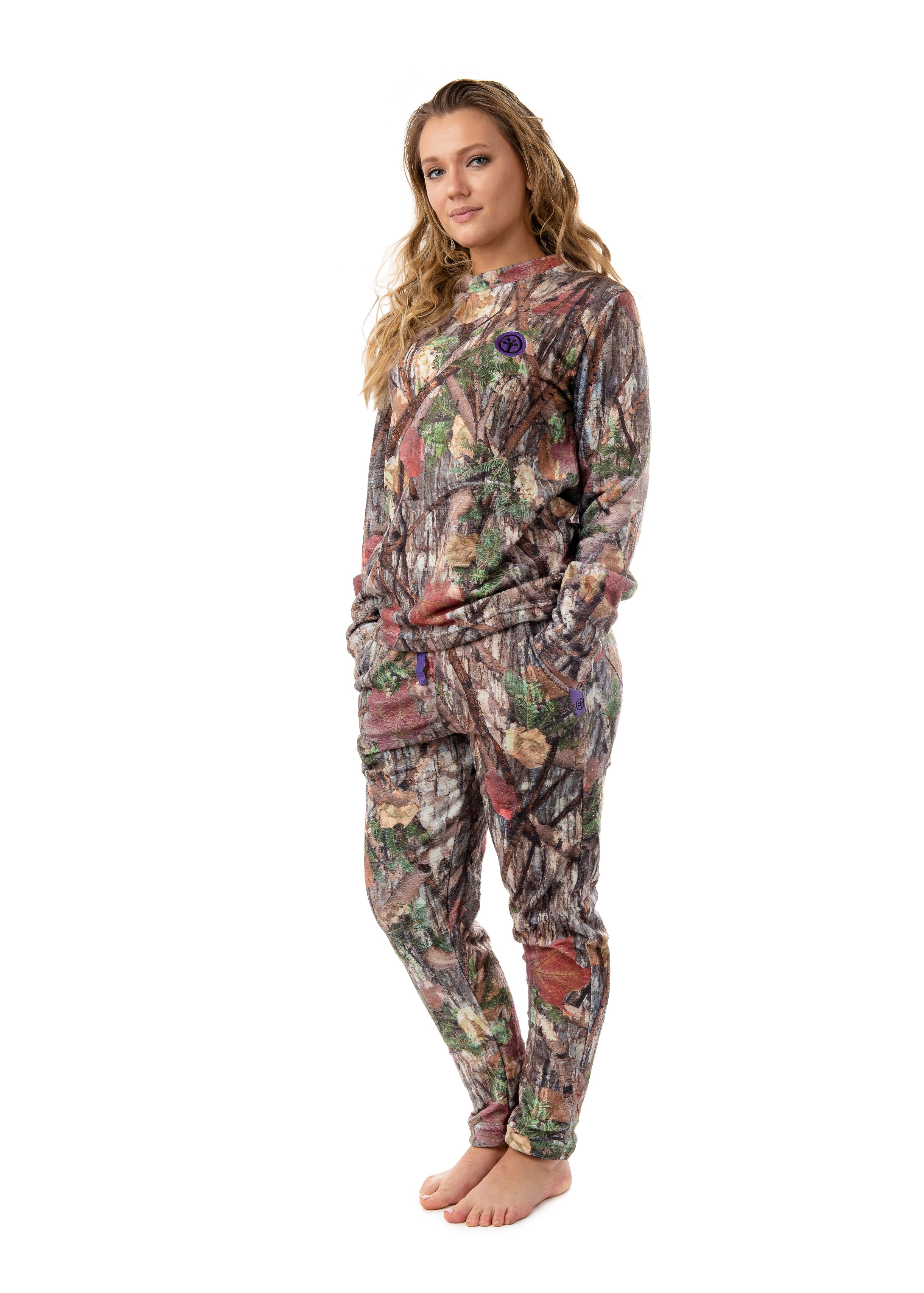 Treel Coral Fleece Camo Pajama Set, 2X, Purple - Walmart.com