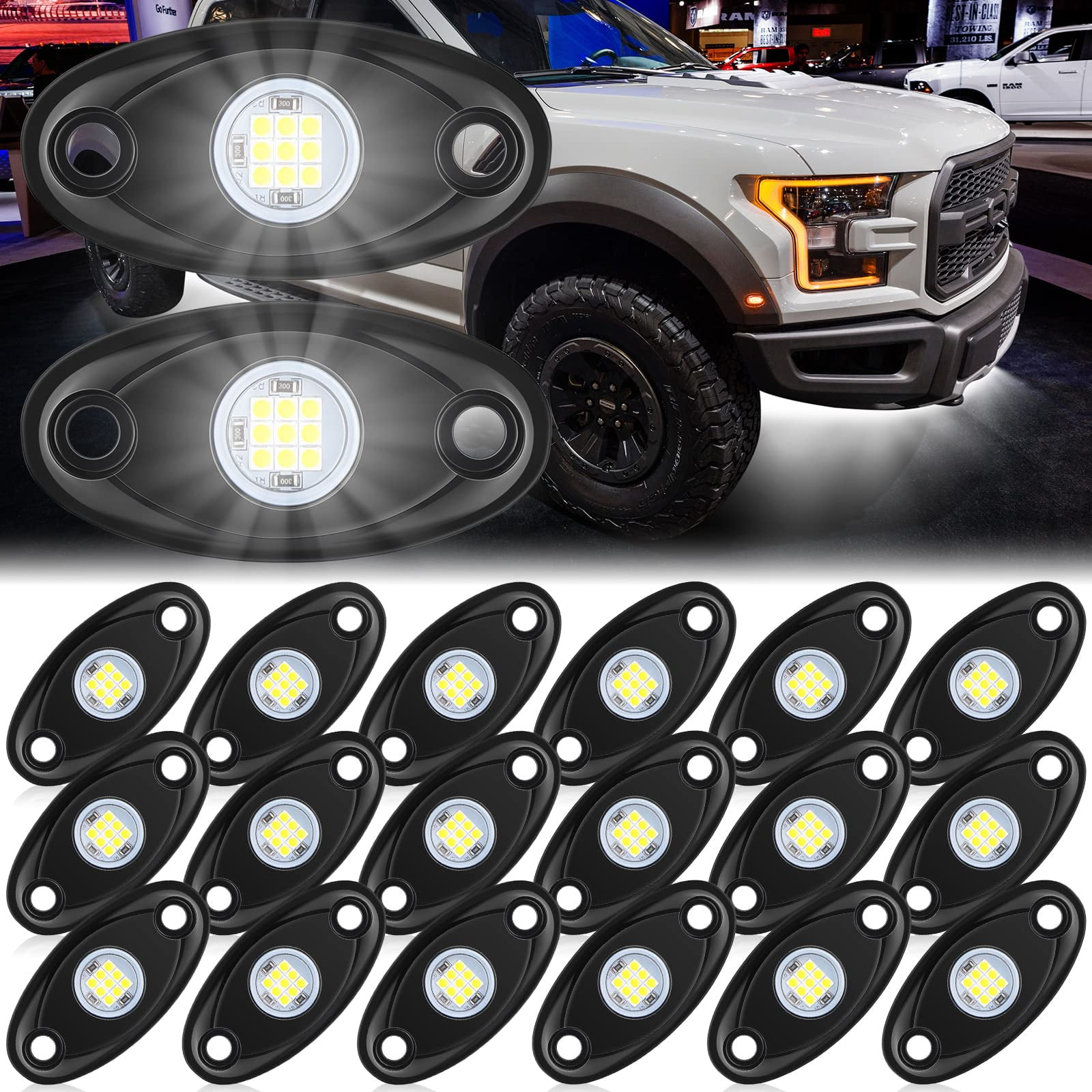 Treela 20 Pods Rock Lights Pure LED Lights for Car SUV Ambient ...