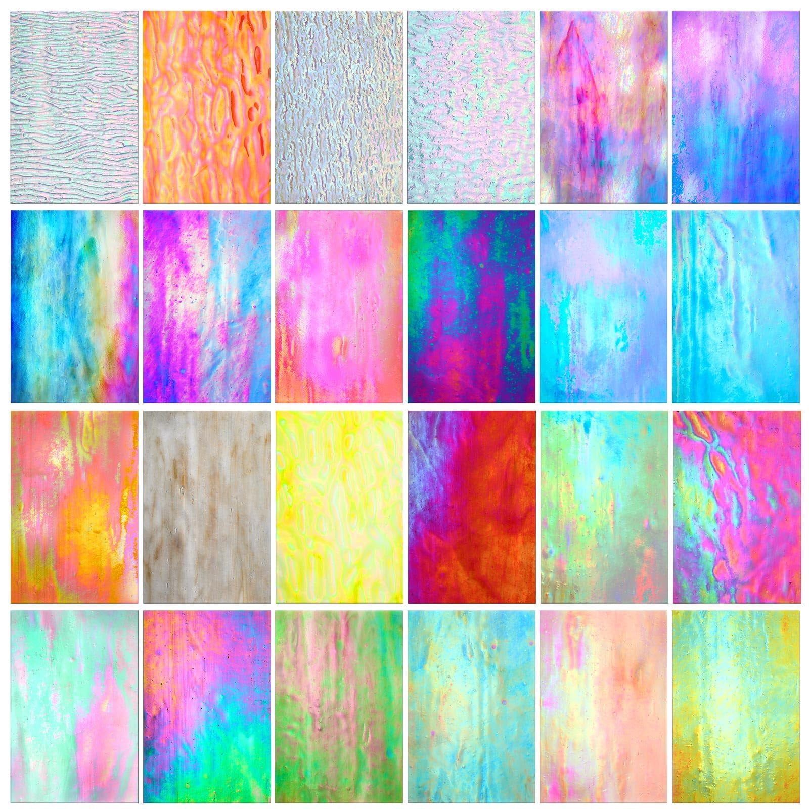 Treela 24 PcsTRDN Stained Glass Sheets 4 x 6 Inch Rainbow Stained Glass ...