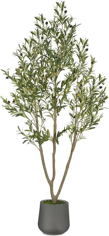 Trees Artificial Indoor, 6FT Tall Faux Olive Tree with Gray Tall ...