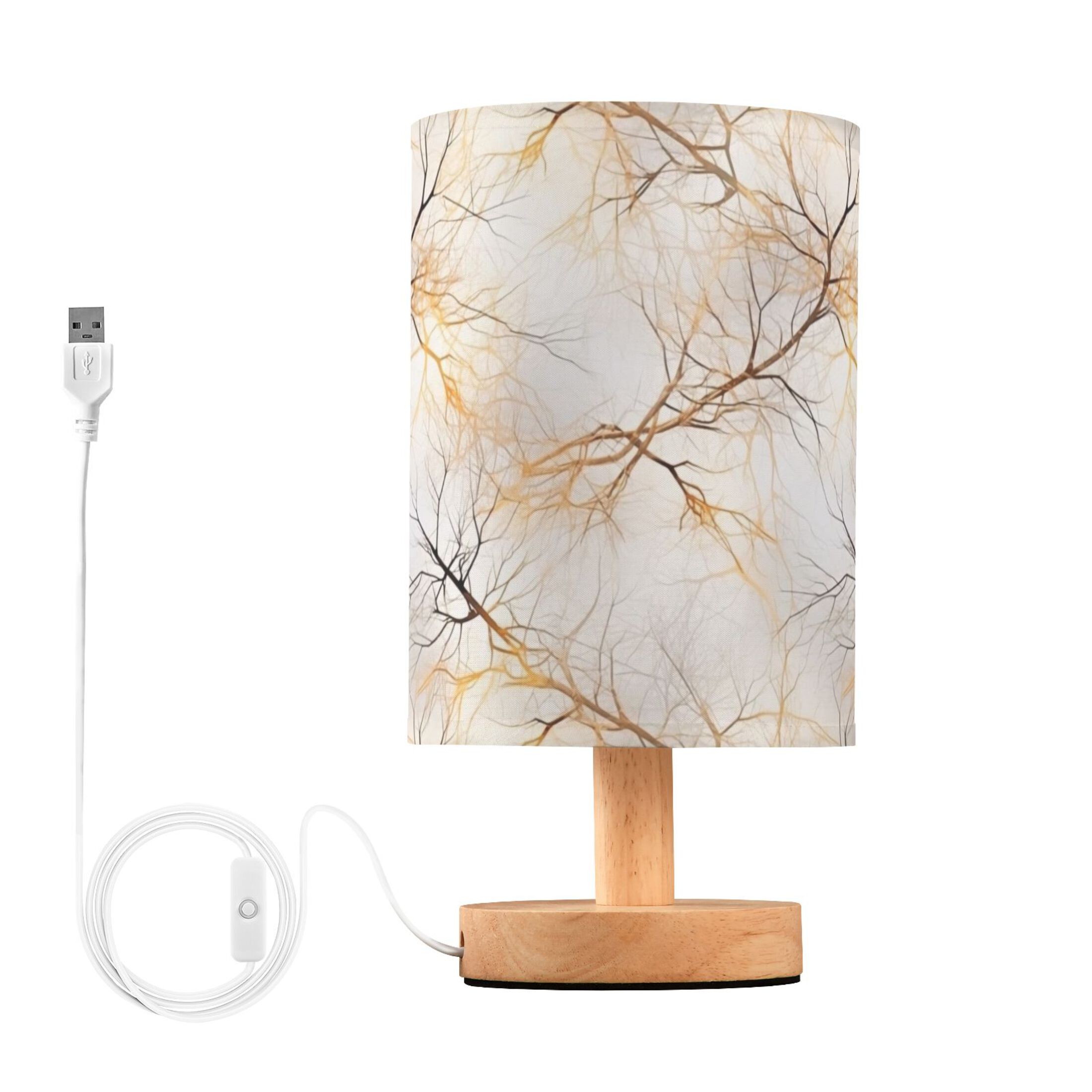 Trees Branch Bedside Table Lamp LED Warm Lights with USB Charging Port ...