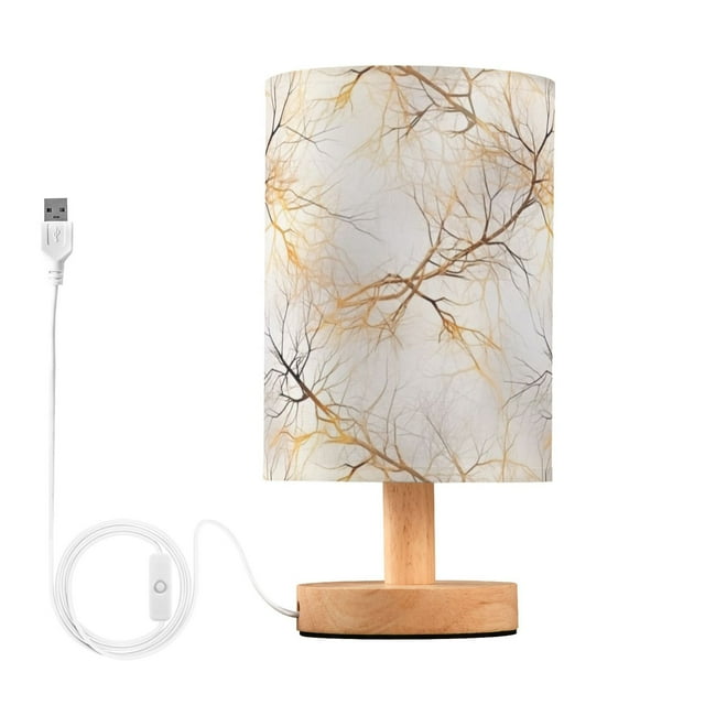 Trees Branch Bedside Table Lamp LED Warm Lights with USB Charging Port ...