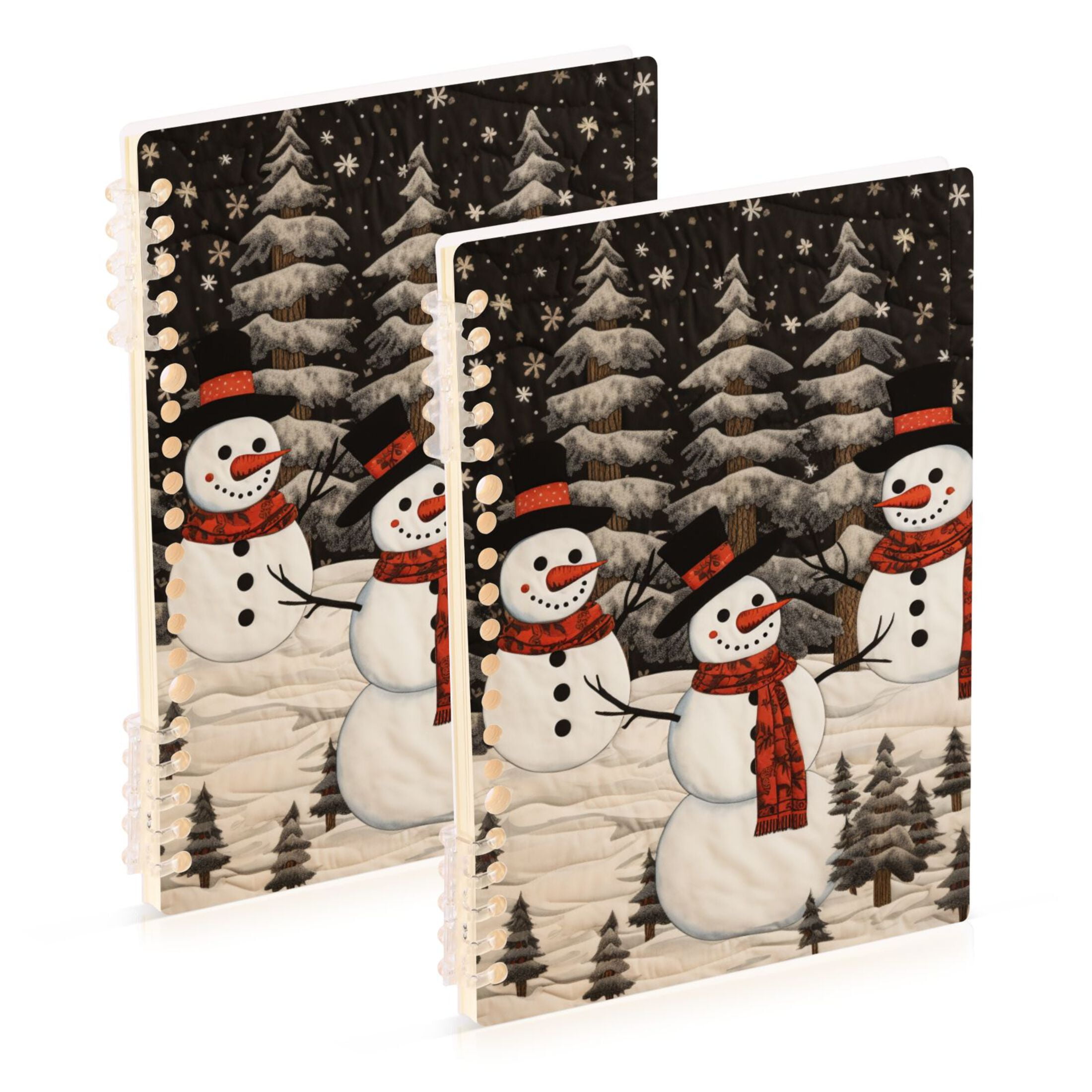 Trees Christmas Snowman Ring Binder Notebook Journey Note Diary College ...