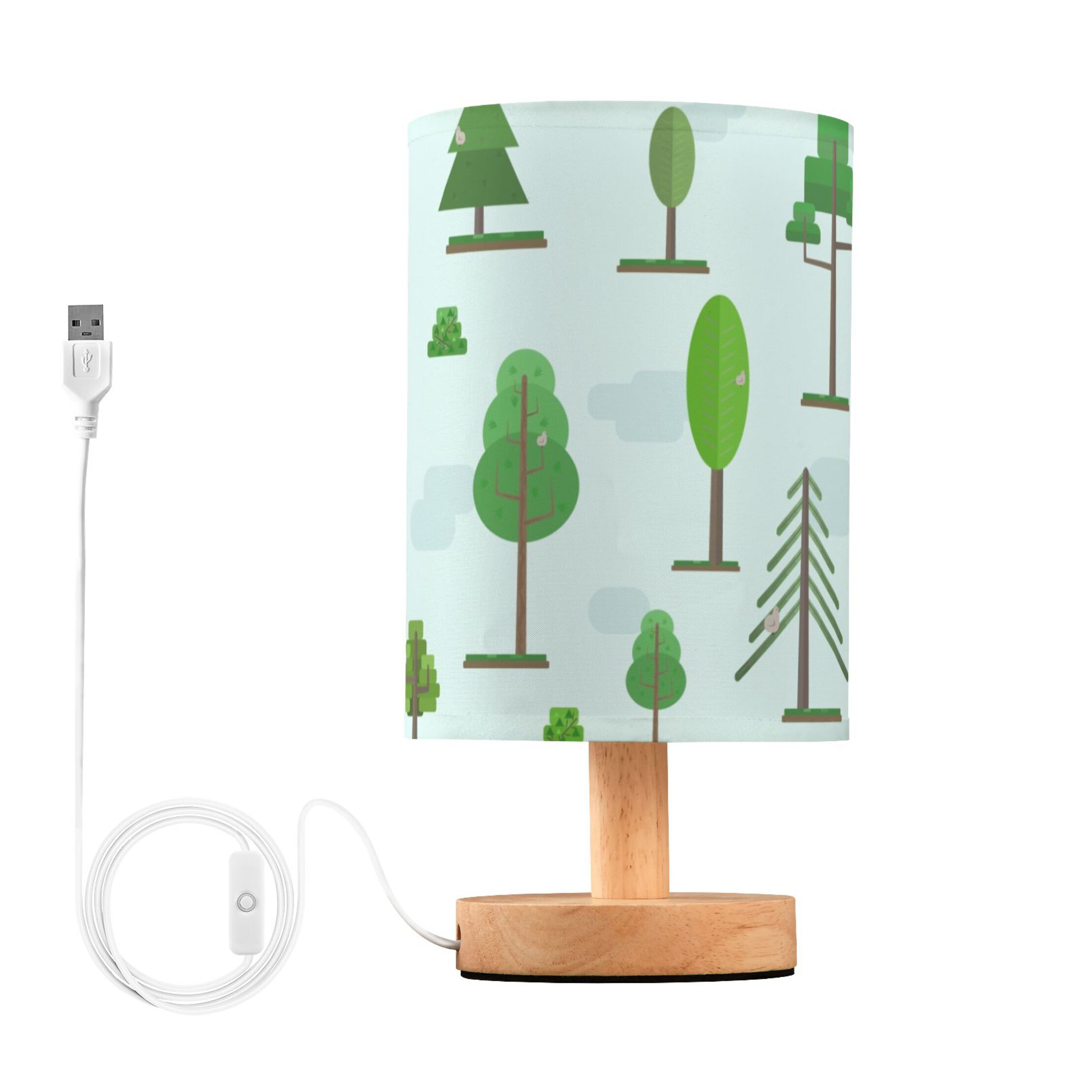 Trees Forest Bedside Table Lamp LED Warm Lights with USB Charging Port ...