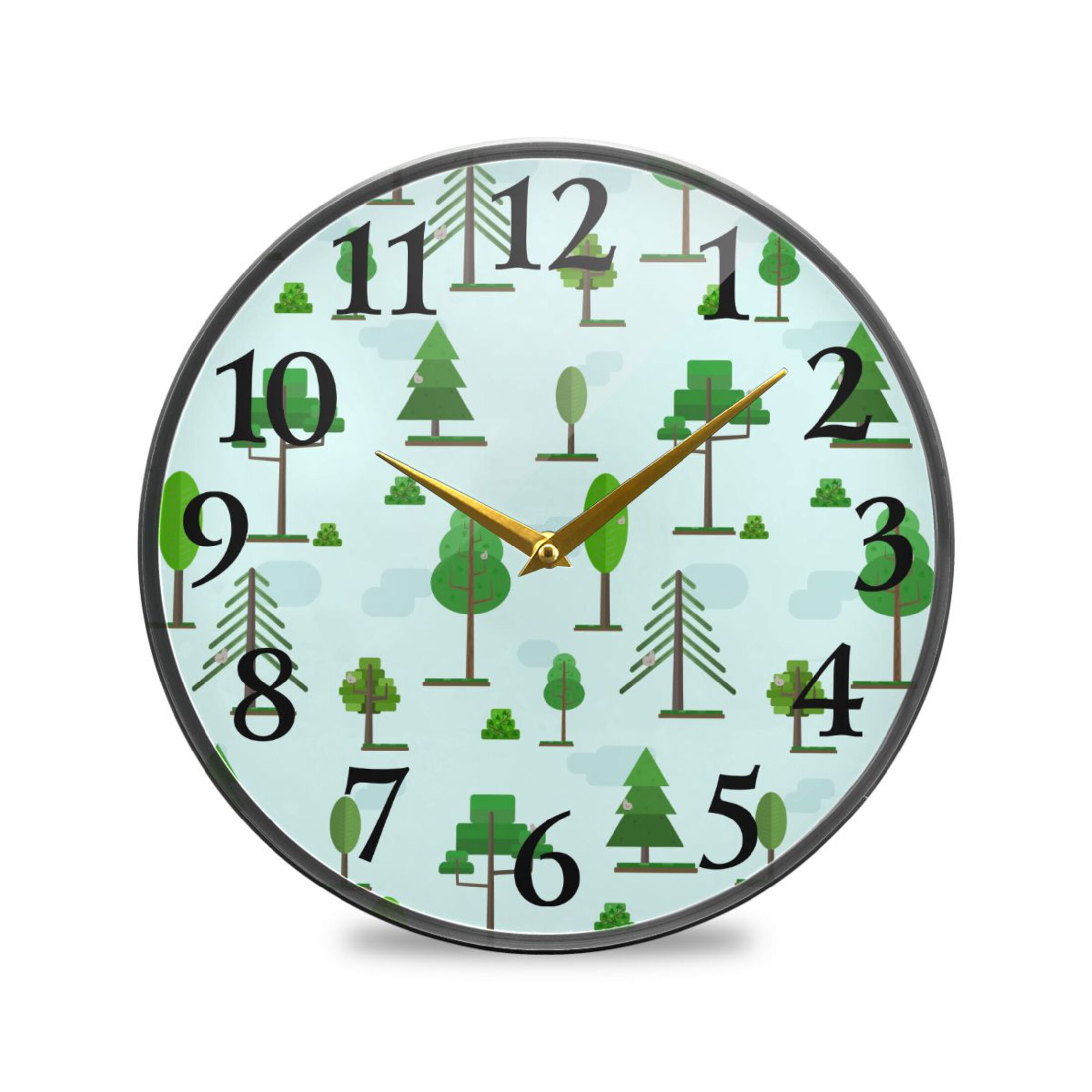 Trees Forest Wall Clocks Battery Operated 9.5 Inch Round Clock Acrylic ...