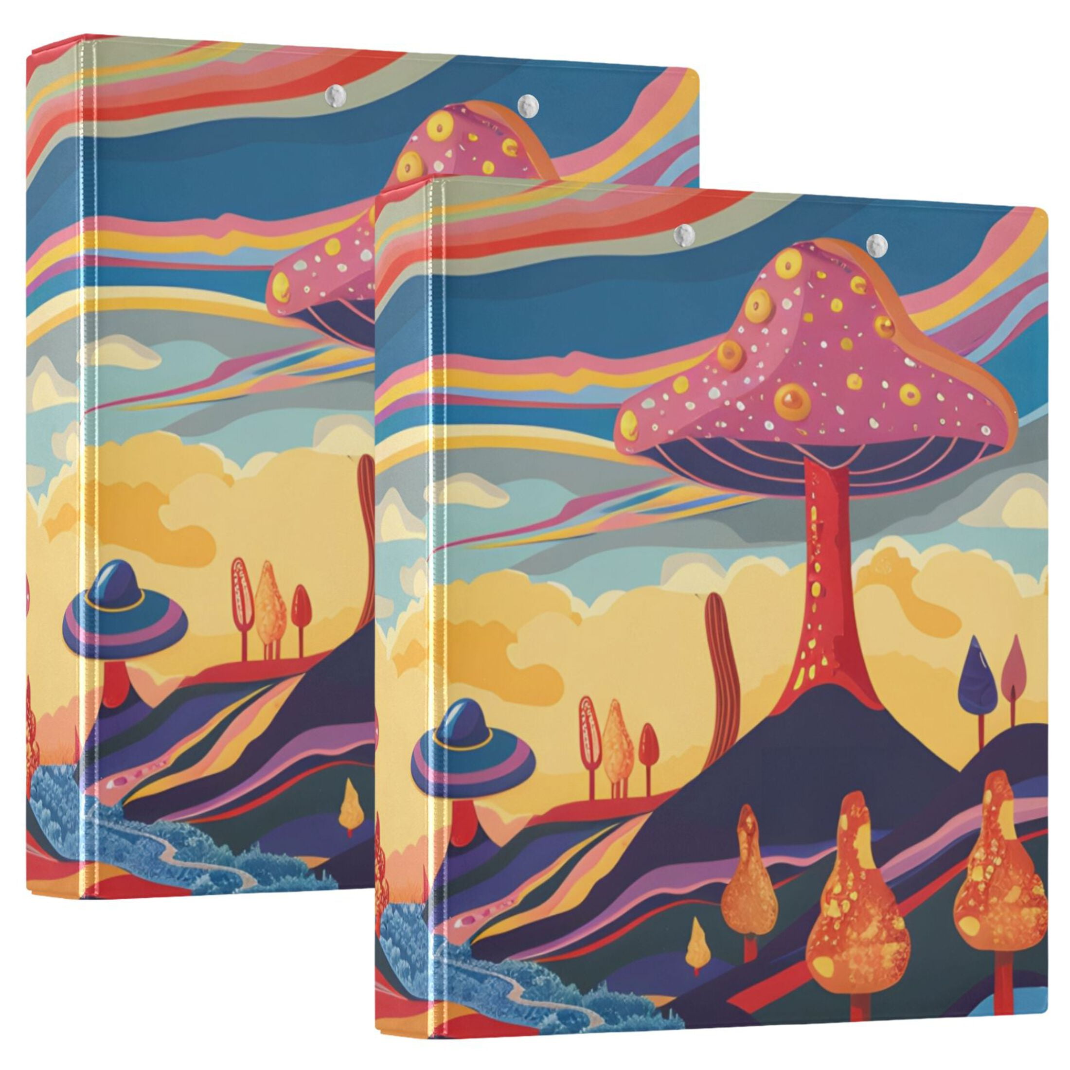 Trees Groovy Landscape 3 Ring Binders 1.5 inch Hardcover File Folders ...