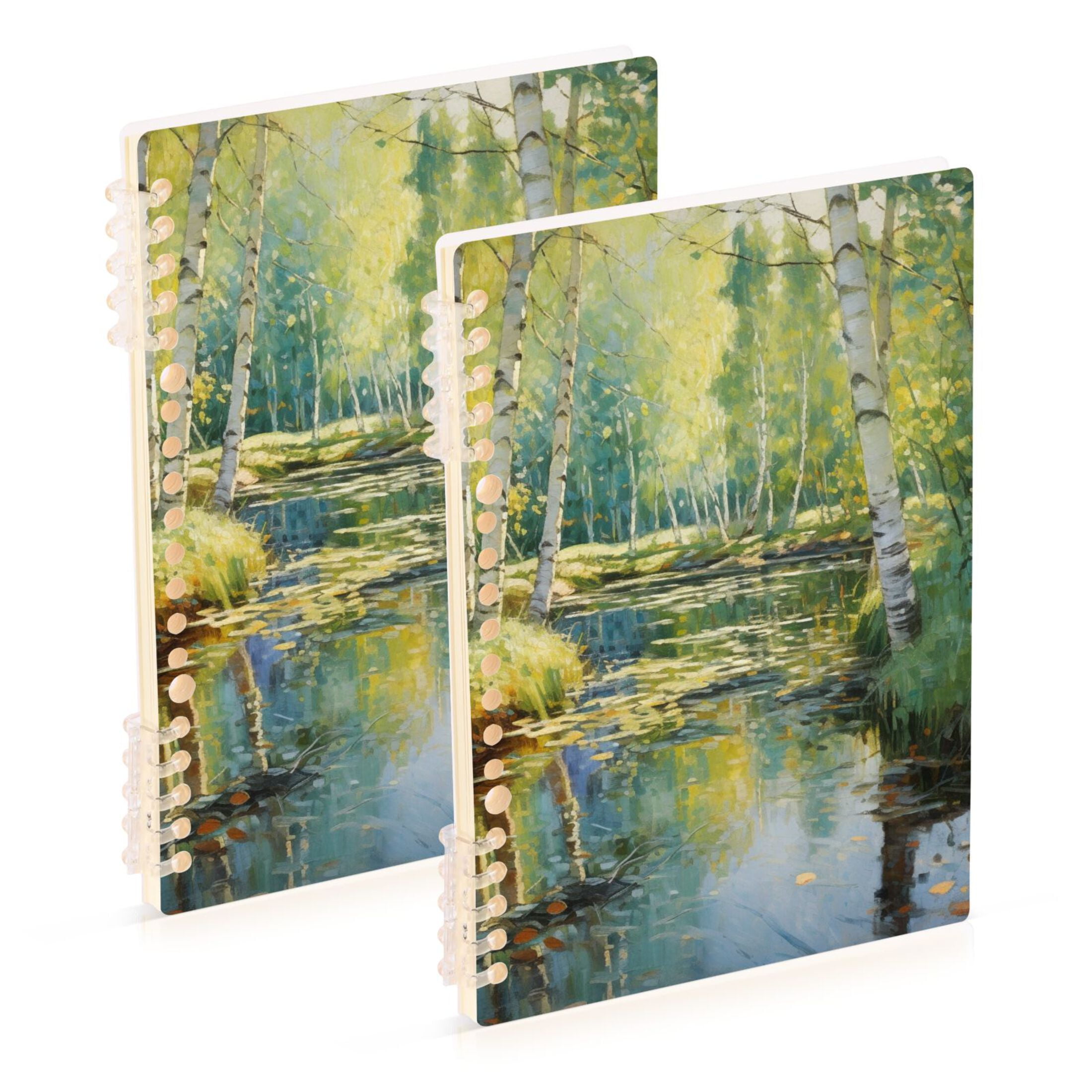 Trees Lake Forest Ring Binder Notebook Journey Note Diary College Ruled ...