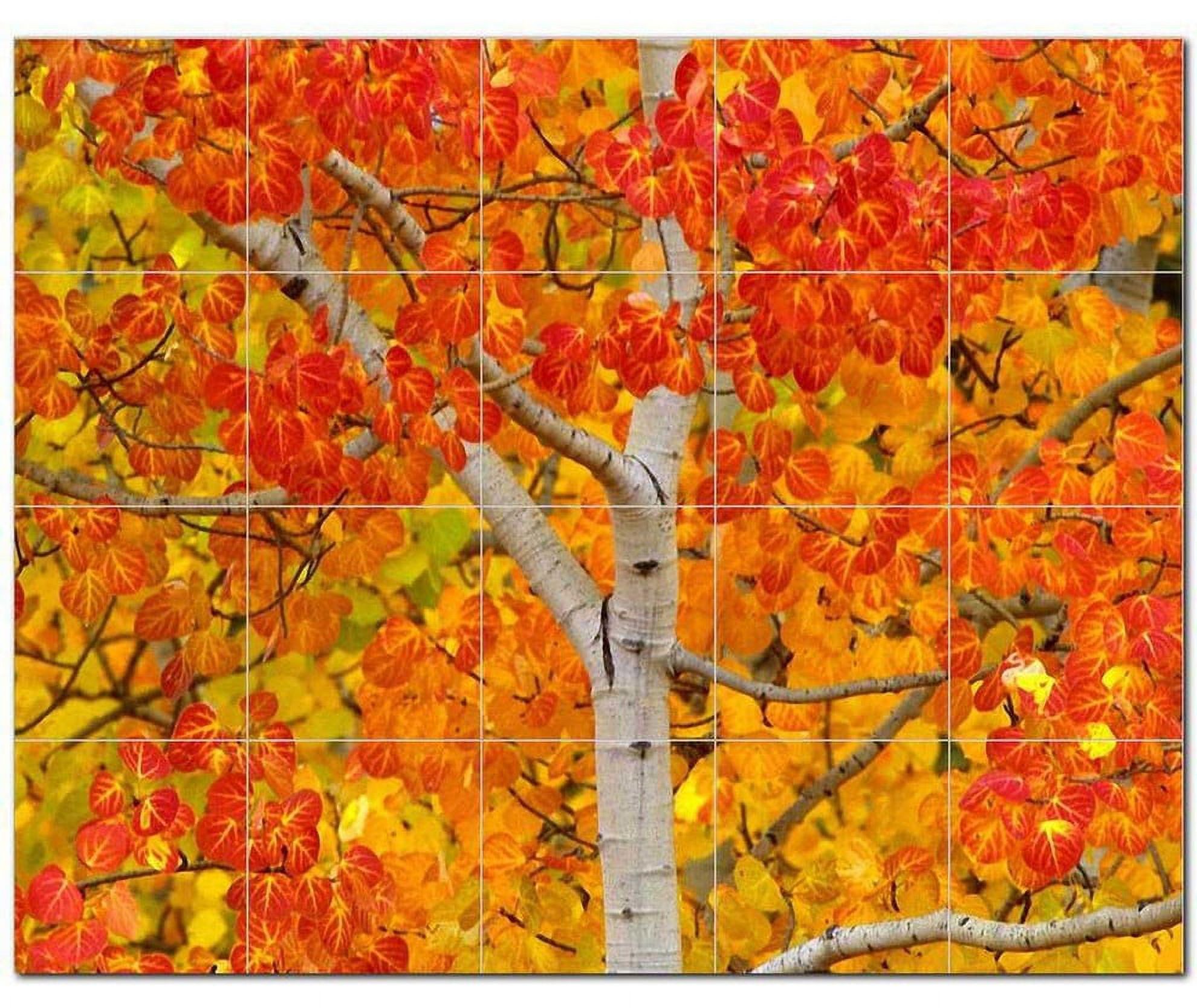 Trees Leaves Ceramic Tile Mural Kitchen Backsplash Bathroom Shower ...