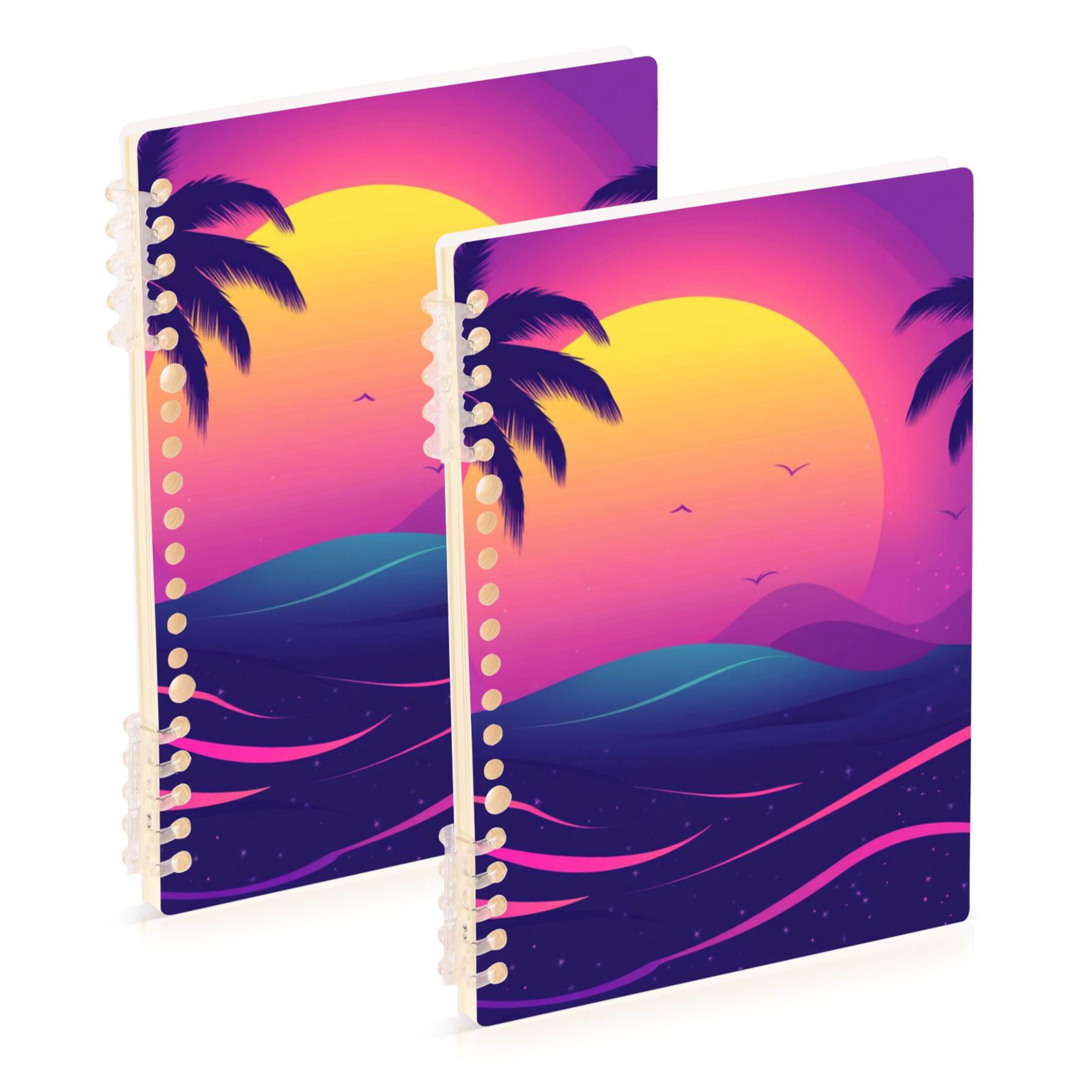 Trees Moon Seagulls Ocean Notebook Detachable Coil Notebook Diary A5 ...