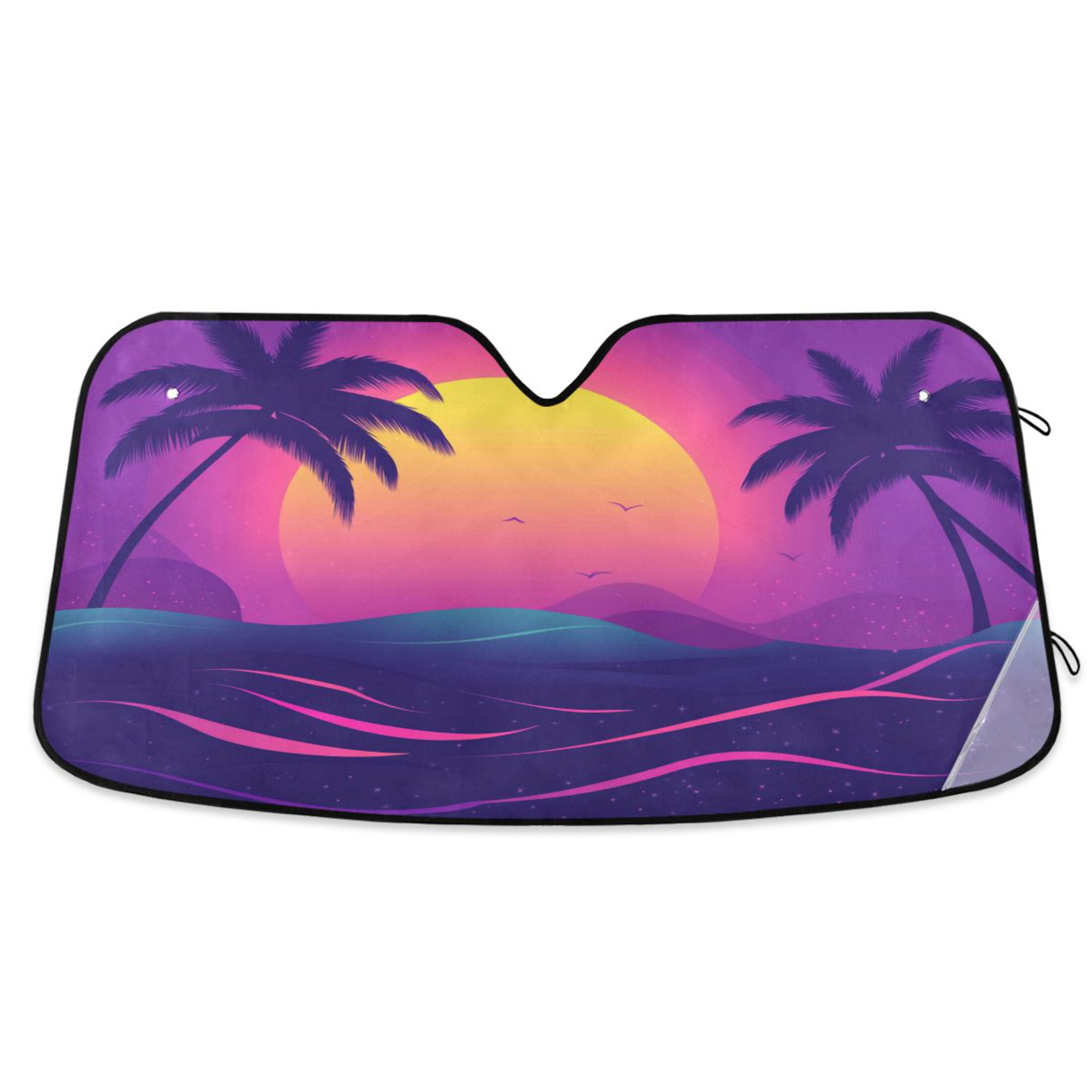 Trees Moon Seagulls Ocean Windshield Sun Shade Automobile Visor ...