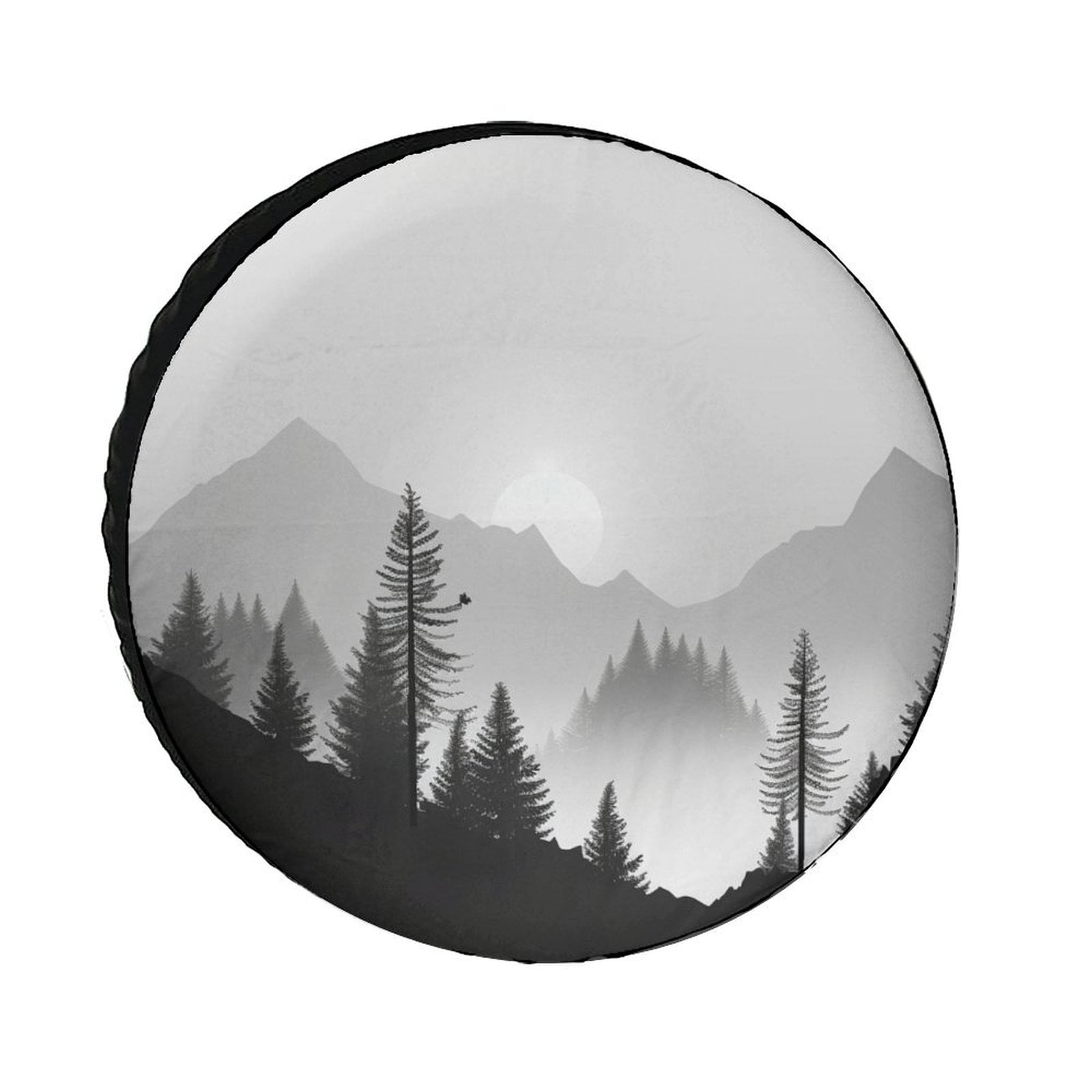 Trees And Mountains in A Foggy Landscape Camper Spare Tire Cover ...