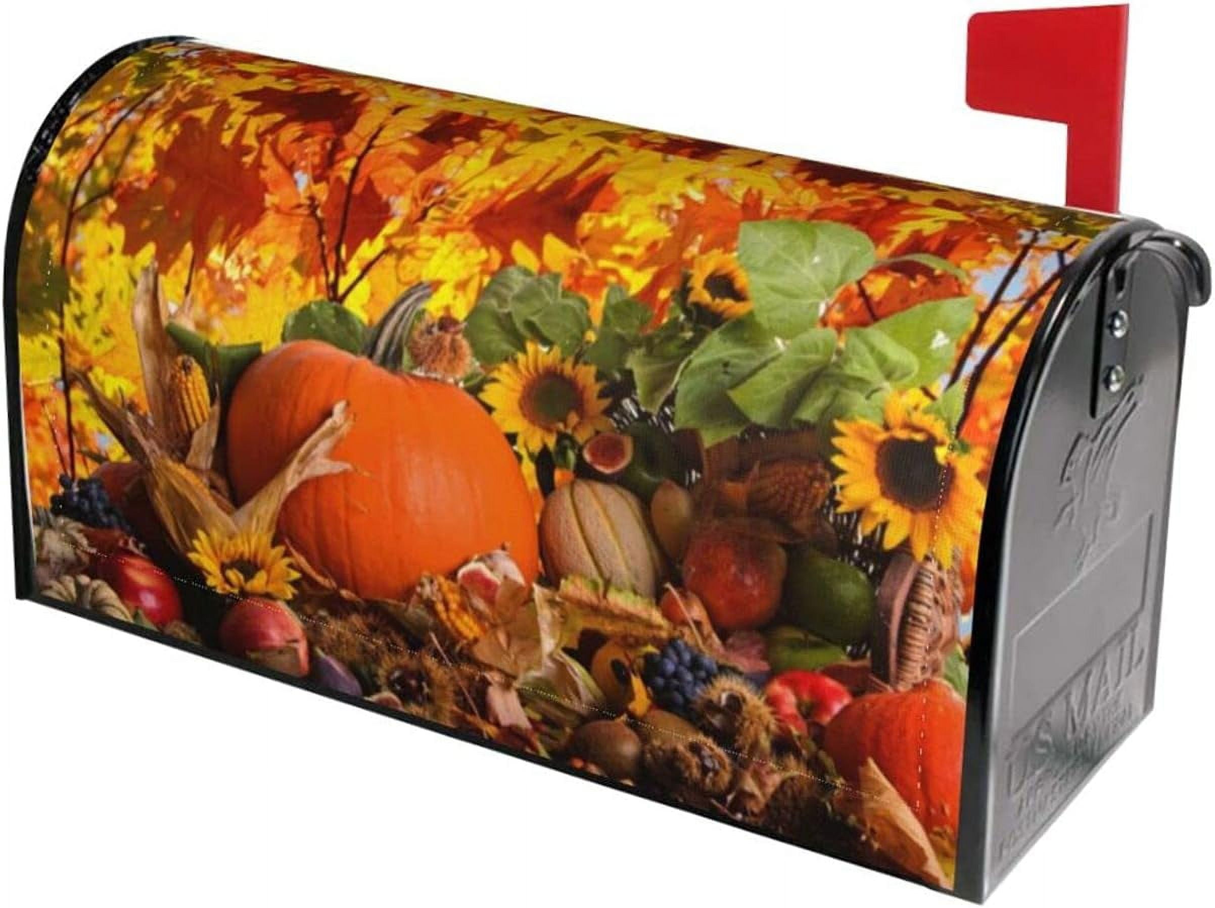 Trees Nature Maple Leaves Thanksgiving Pumpkin Mailbox Covers, Magnetic ...