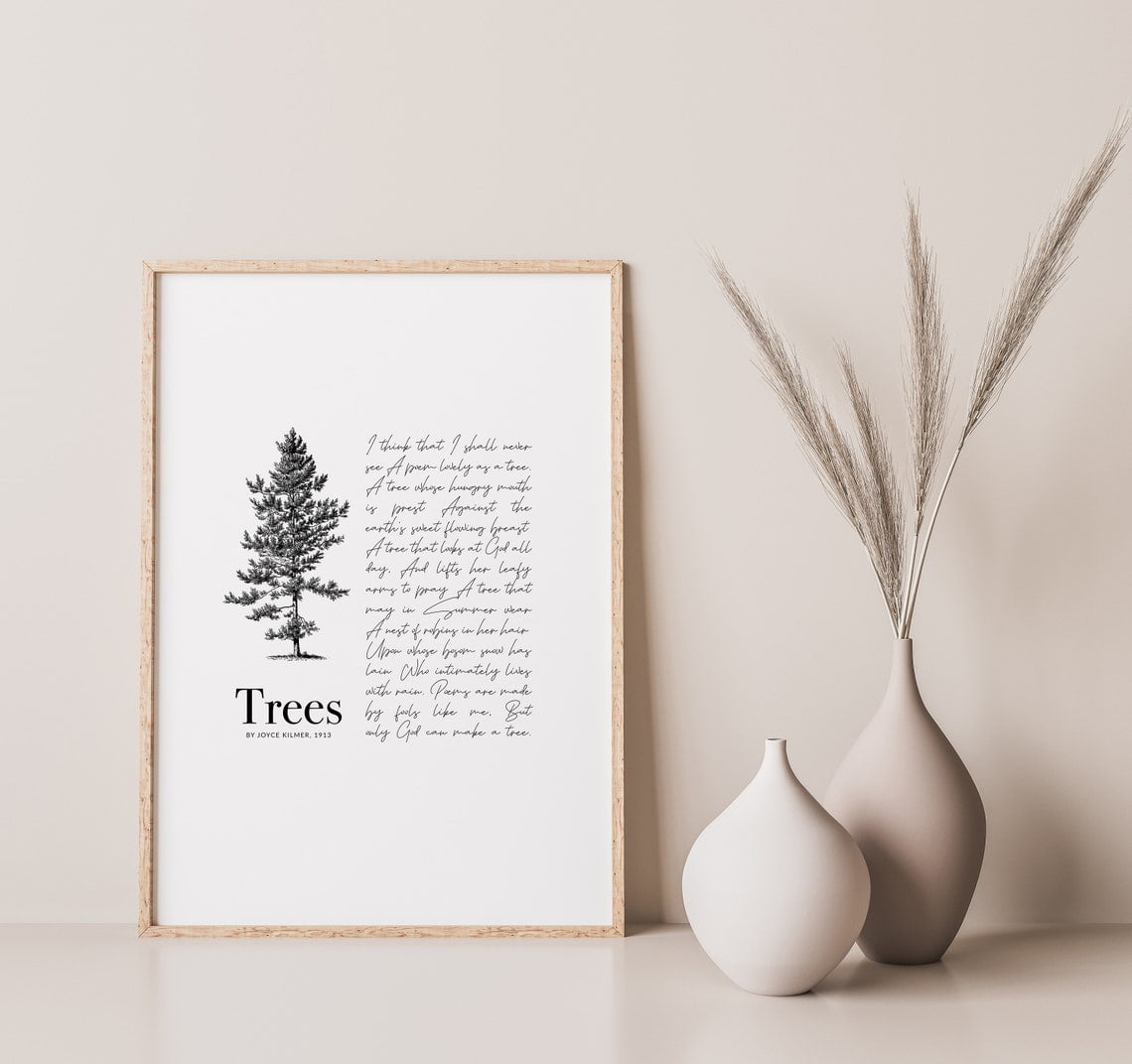 Trees Poem By Joyce Kilmer Wall Art Poster Literary Inspired Poetry ...