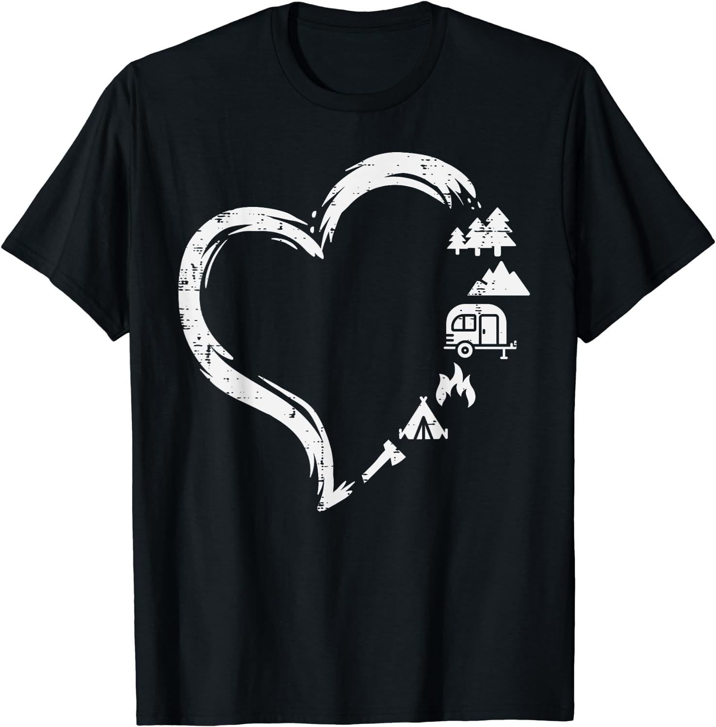 Trees RV Van Campfire Tent Heart Cute Love Camping Camper T-Shirt ...