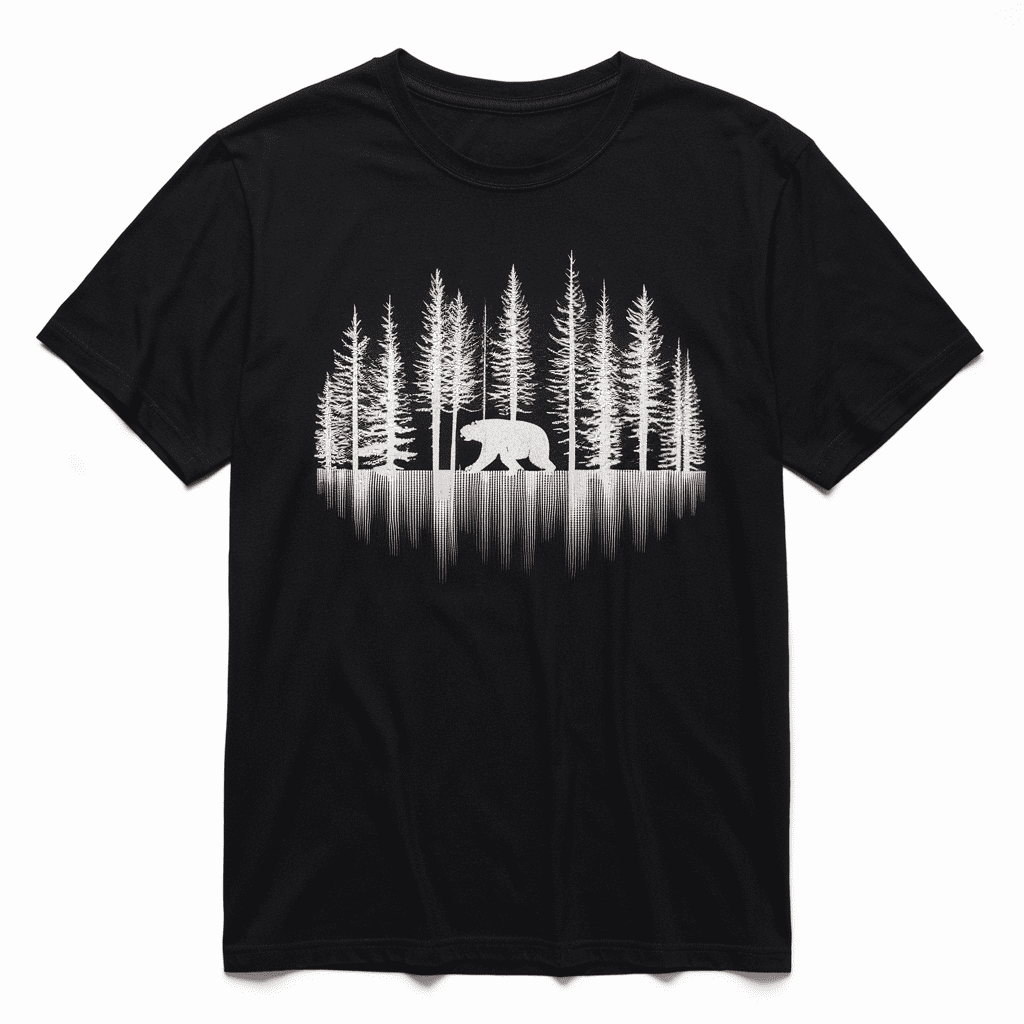 Trees Reflection Wildlife Nature Animal Bear Outdoor Forest T-Shirt ...