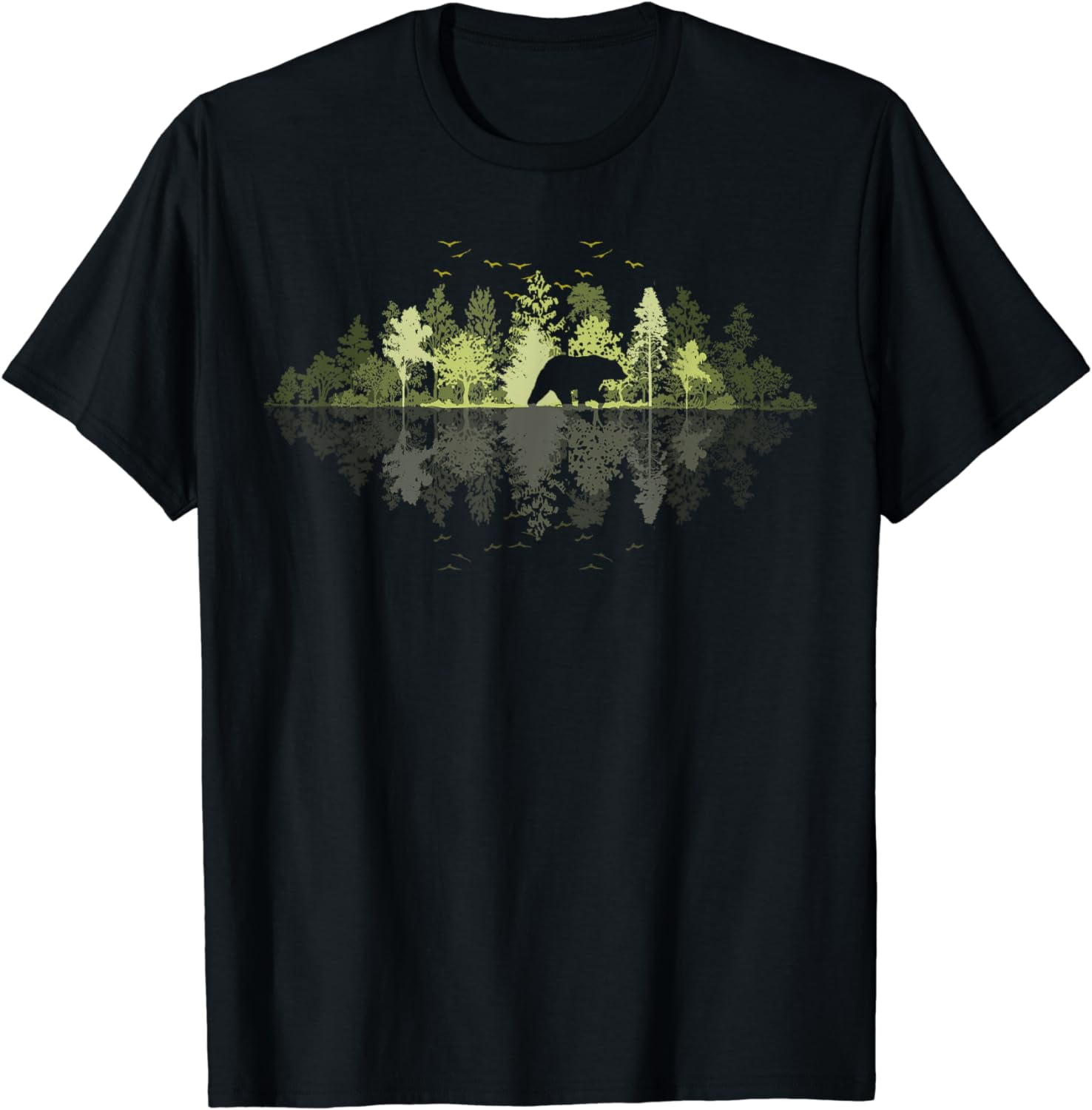 Trees Reflection Wildlife Nature Animal Bear Outdoor Forest T-Shirt ...
