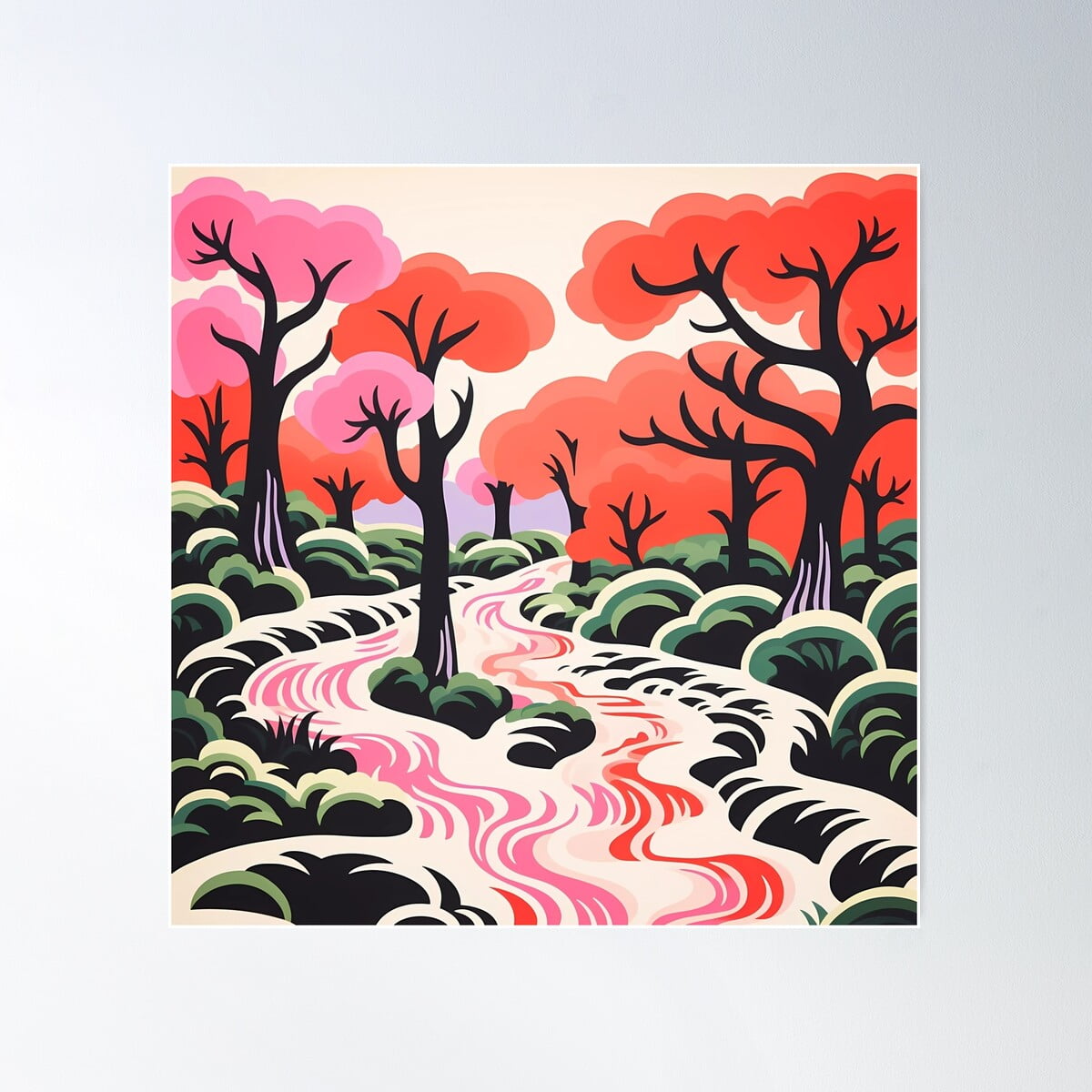 Trees River Fauvism Poster Wall Art, Modern Wall Decor For Living Room ...