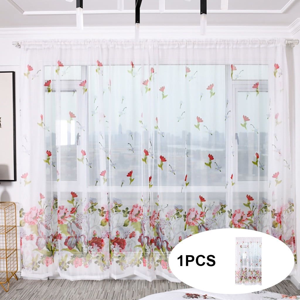 Trees Sheer Curtain Tulle Window Treatment Voile Drape, 100x200cm ...