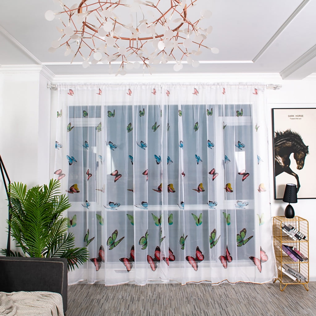 Trees Sheer Curtain Tulle Window Voile Drape Valance Fabric - Walmart.com