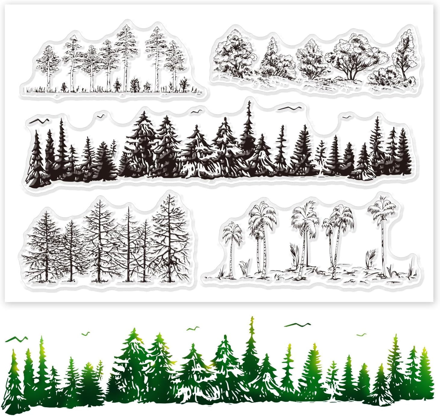 Trees Silicone Clear Stamps Pine Tree Palm Tree Transparent Stamp ...