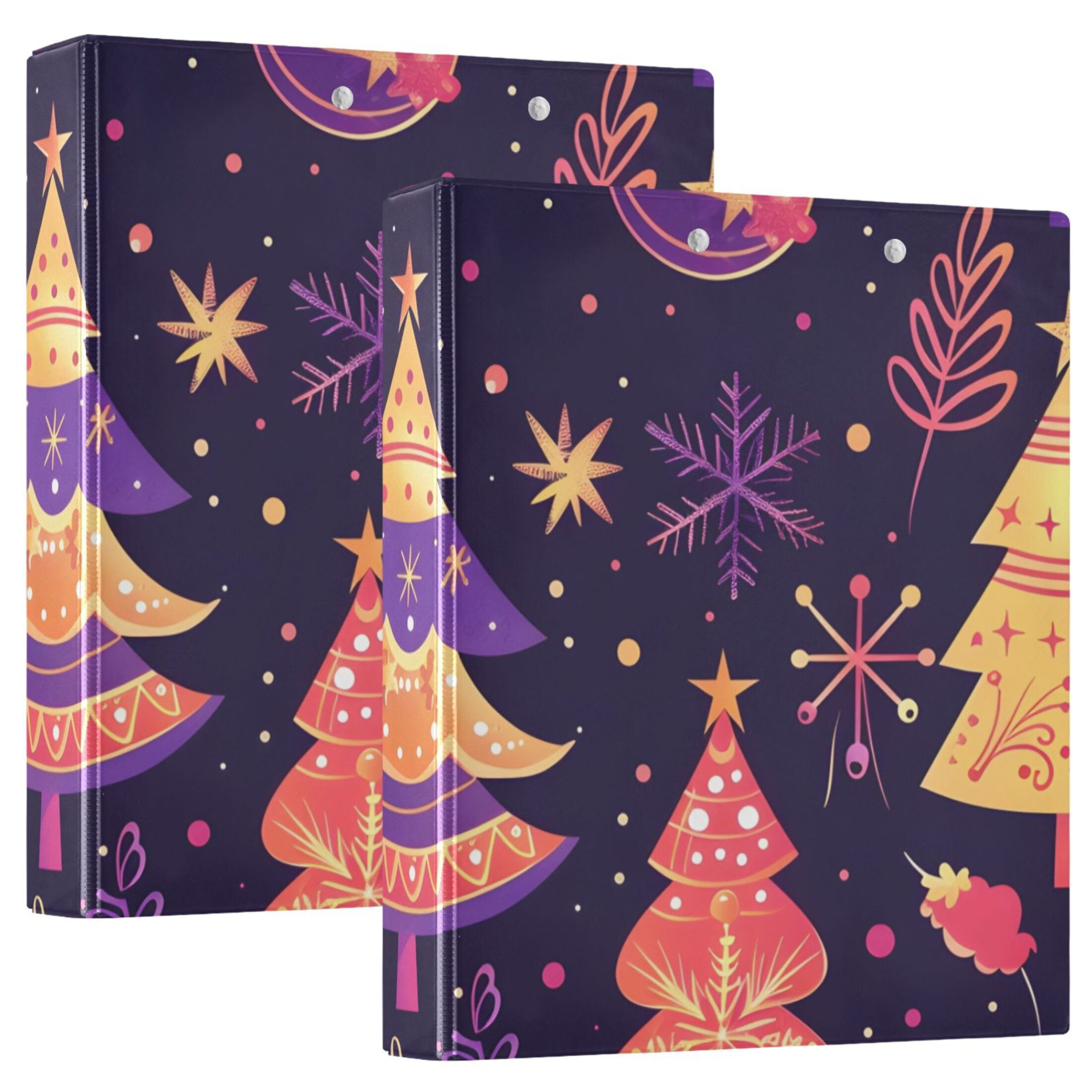 Trees Snow Christmas File Folder 3 Ring Binders 1.5 inch Hardcover File ...