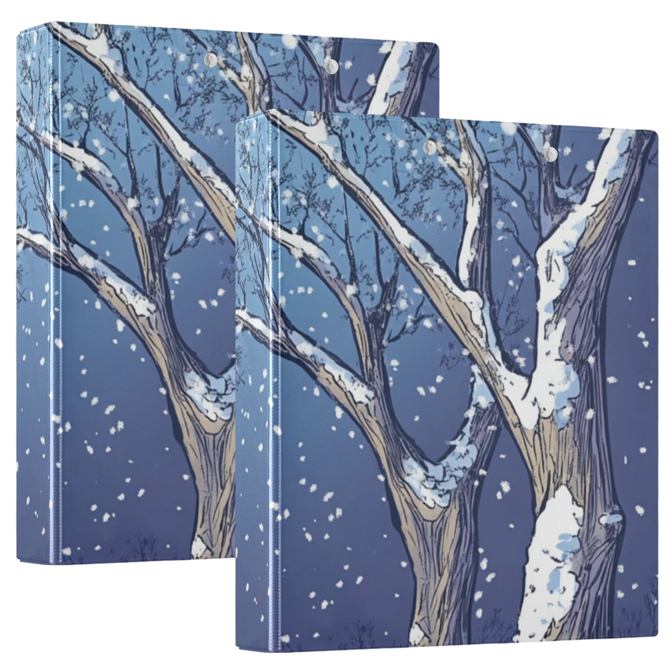Trees Winter 3 Ring Binders 1.5 inch Hardcover File Folders with ...