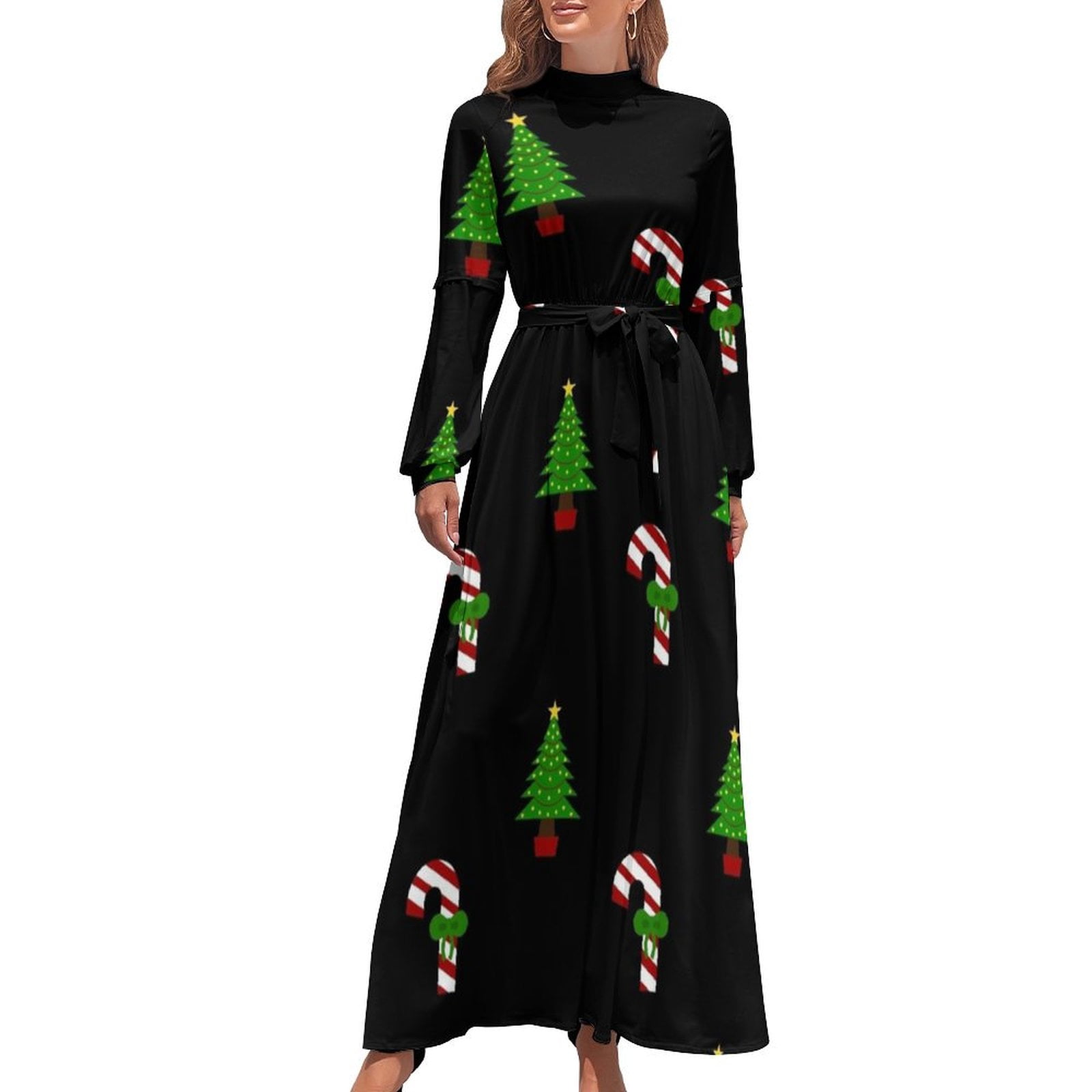 Trees and Candy Canes Long Dress women's evening dress 2024 Prom gown ...