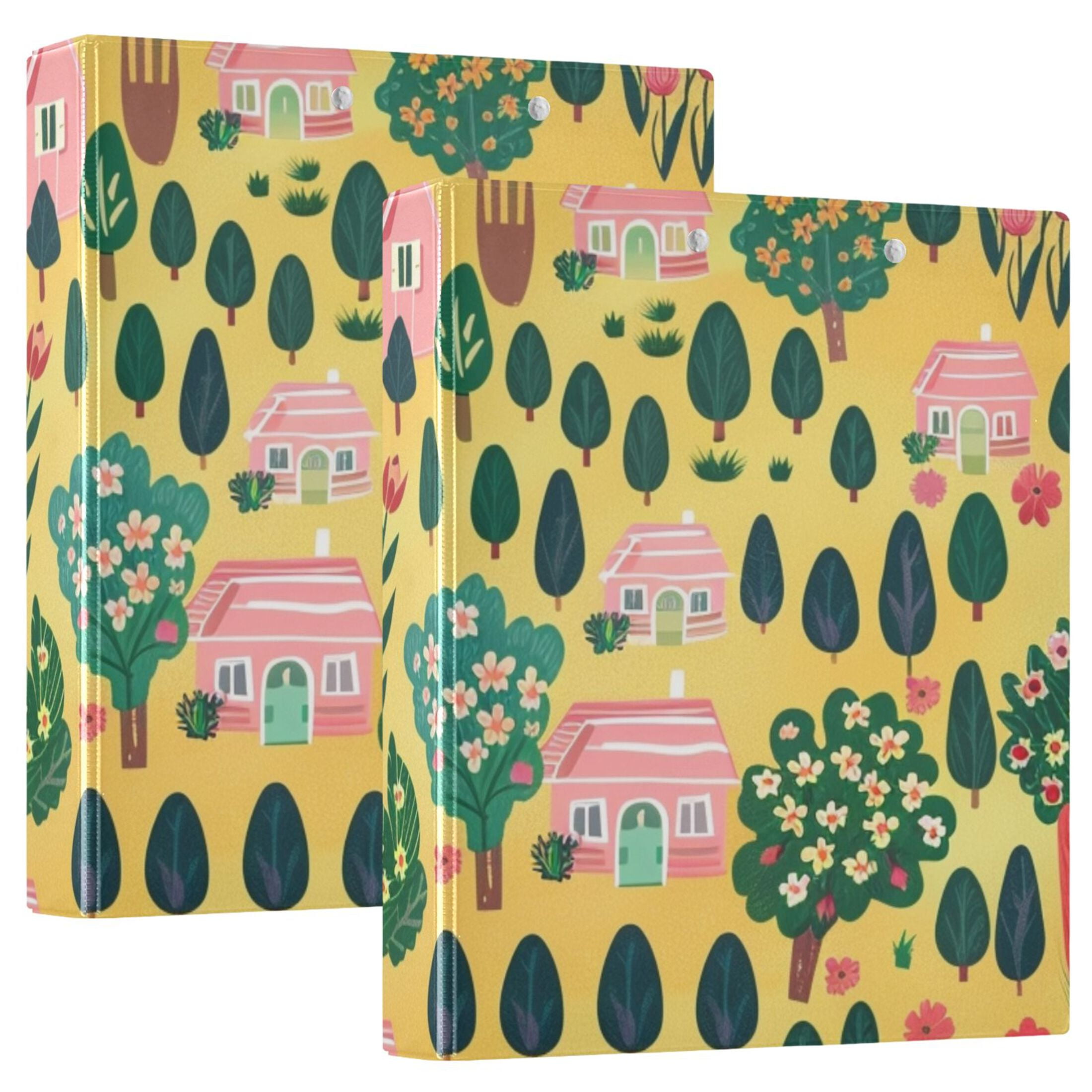 Trees and Houses 3 Ring Binders 1.5 inch Hardcover File Folders with ...