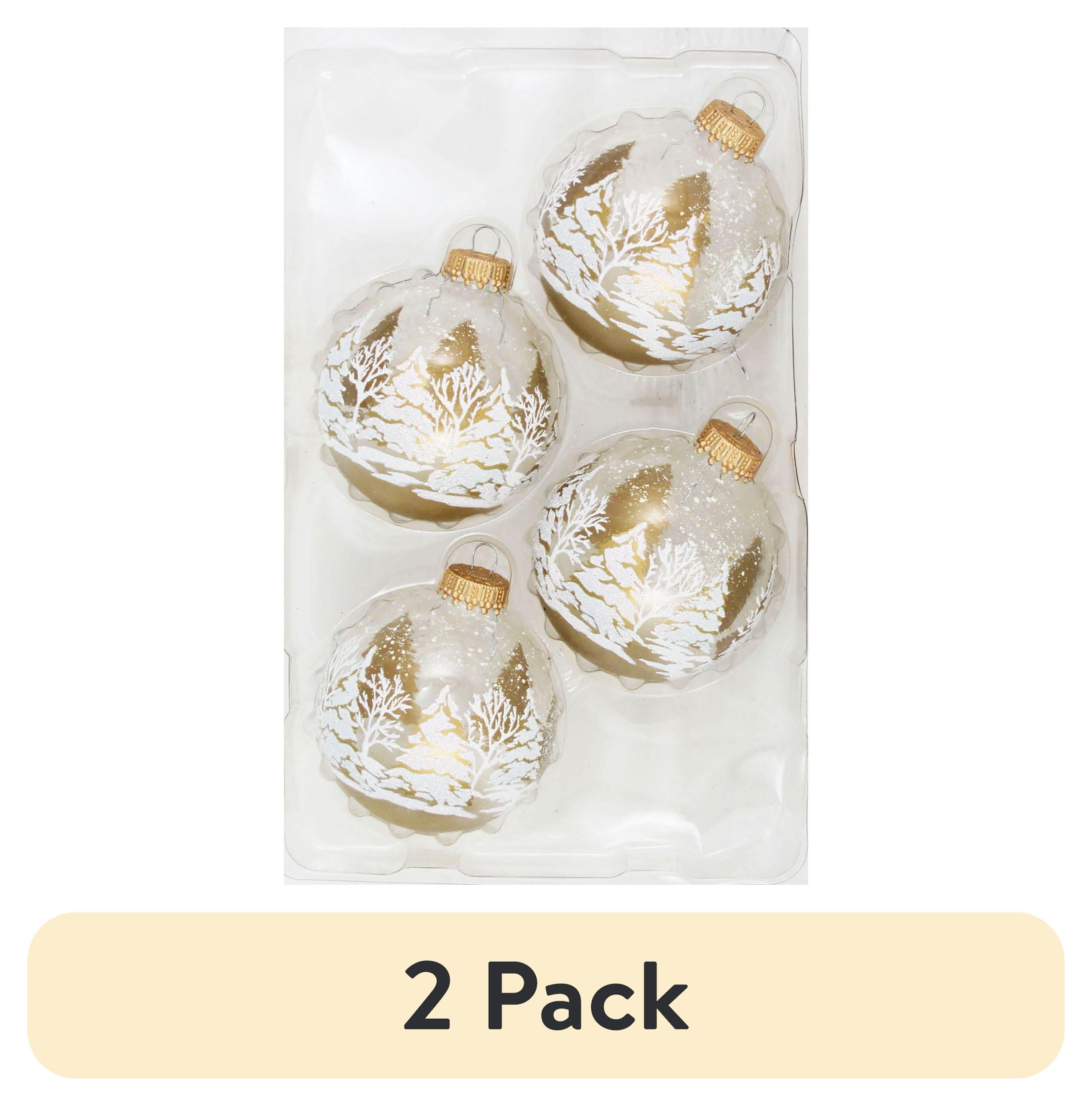 (2 pack) Trees and Snow Clear Glass Christmas Ornaments, 4 Count, by ...