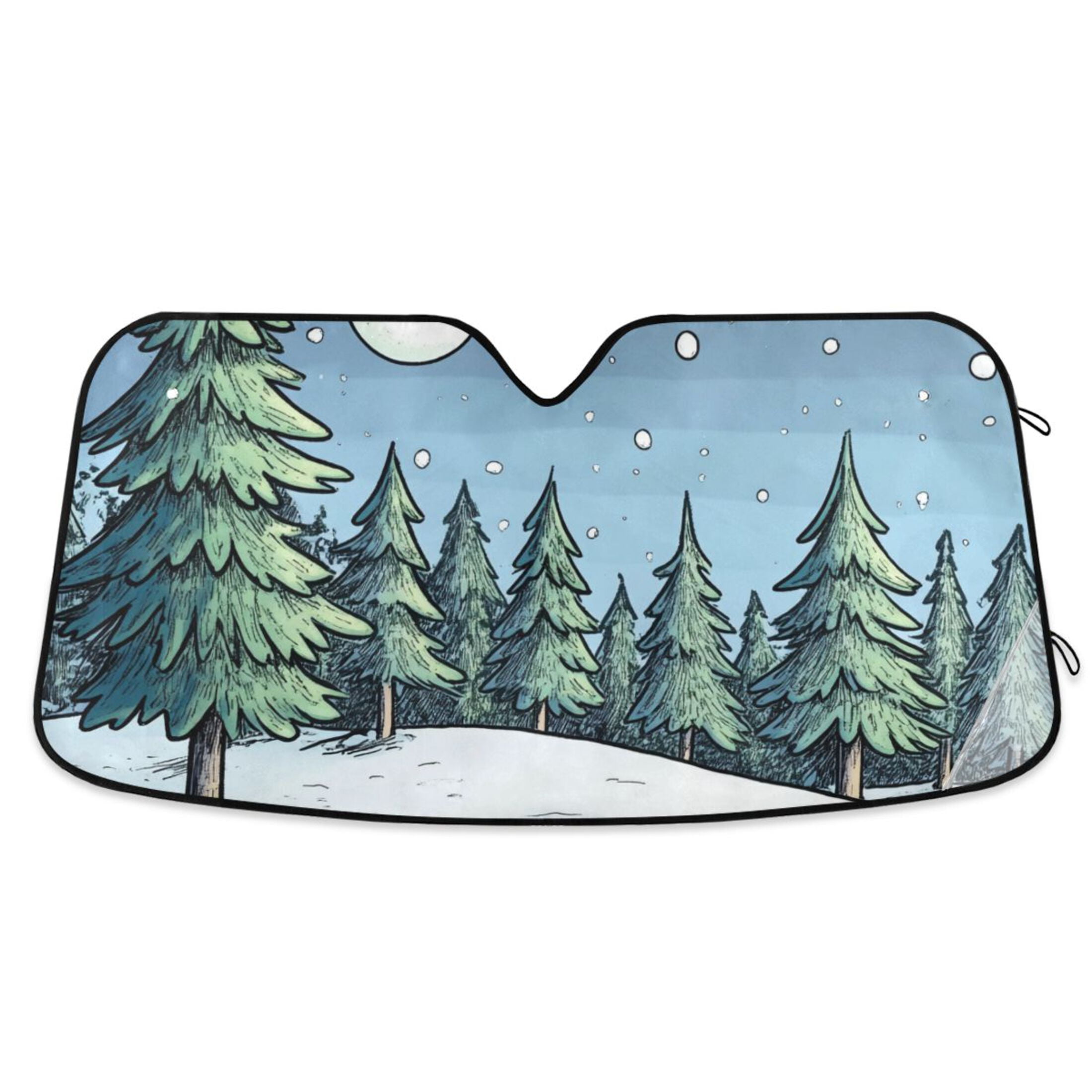Trees in Snow Car Windshield Sun Shade Reflector Sunshade Foldable for ...