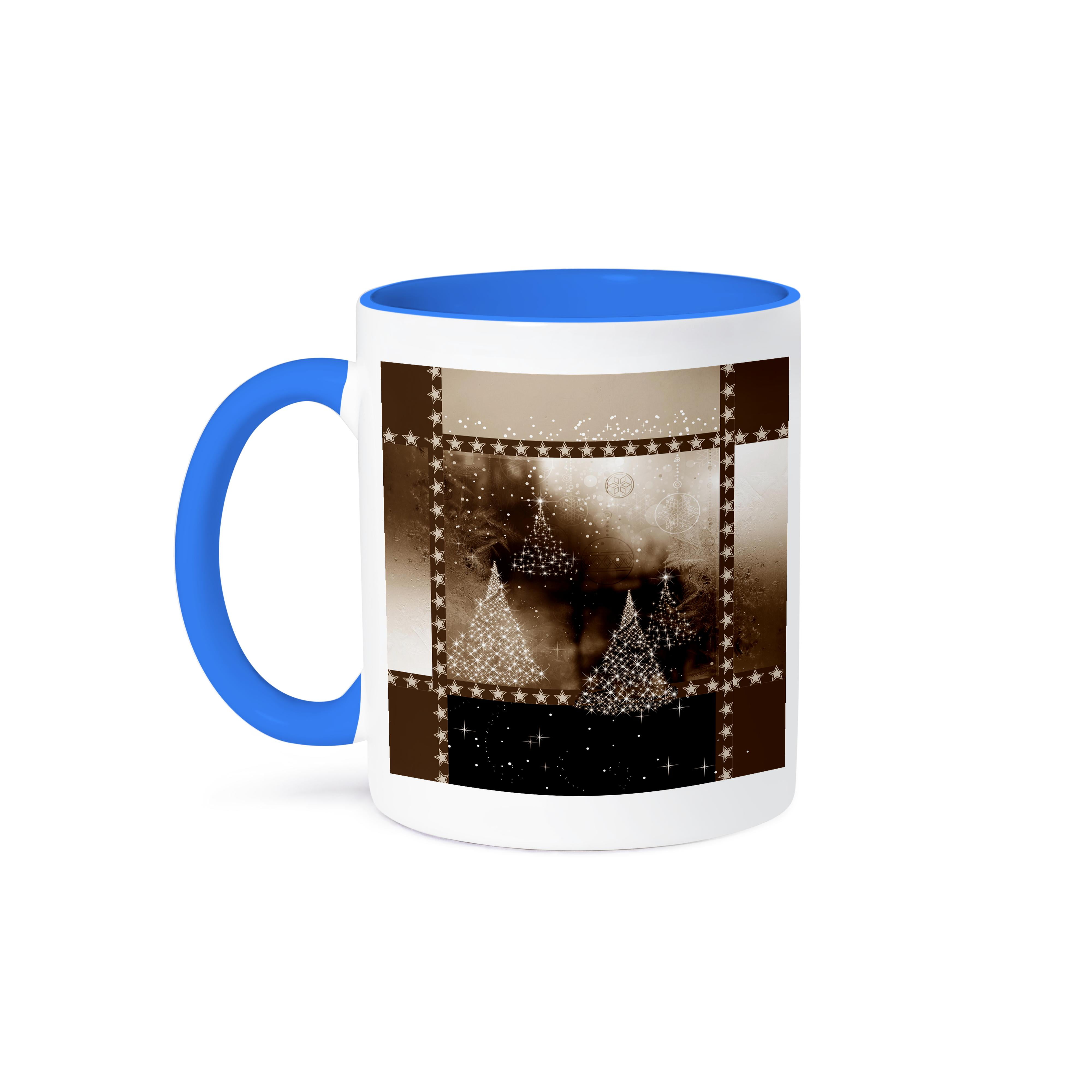 3dRose, Trees of Lights in Star Frame, Taupe and White, 15oz Two-Tone ...