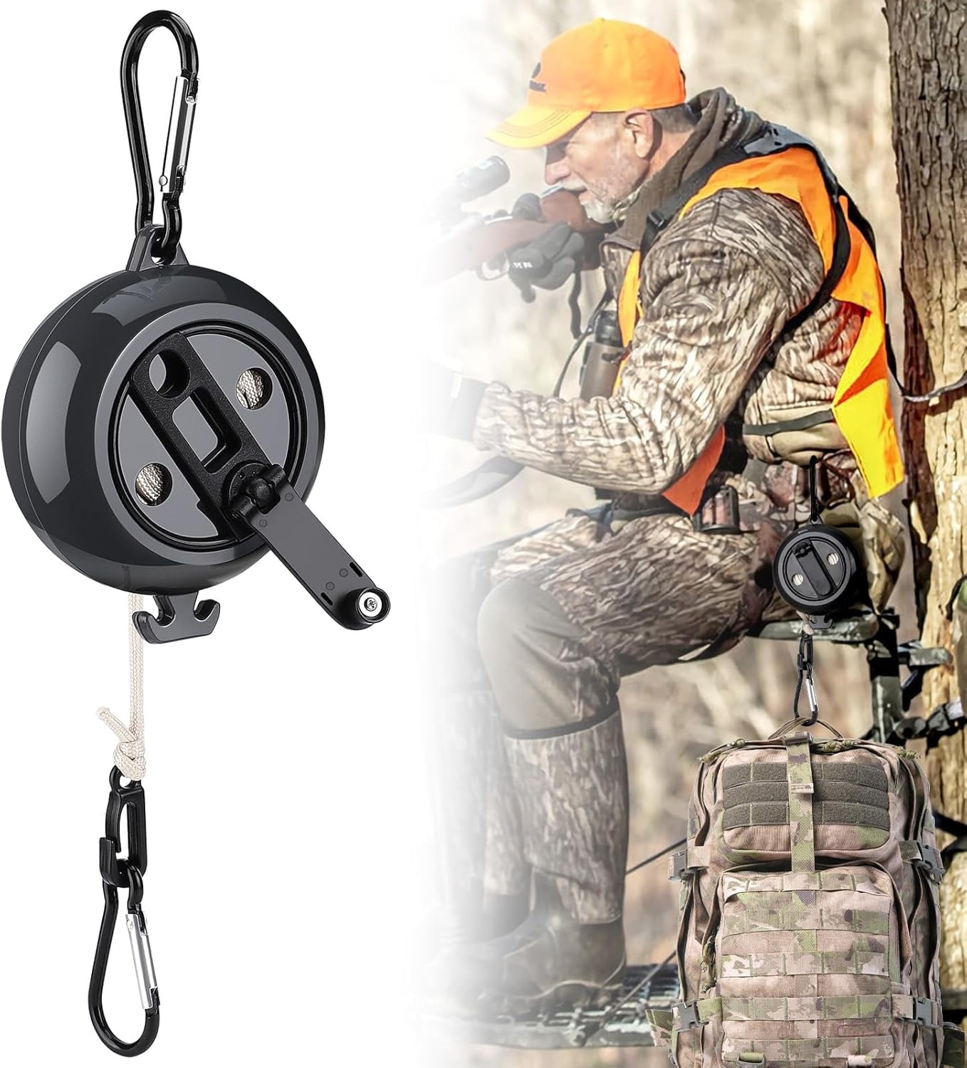 Treestand Retractable Bow Hoist, 33FT Bow & Gear Hoist for Hunting, 4MM ...